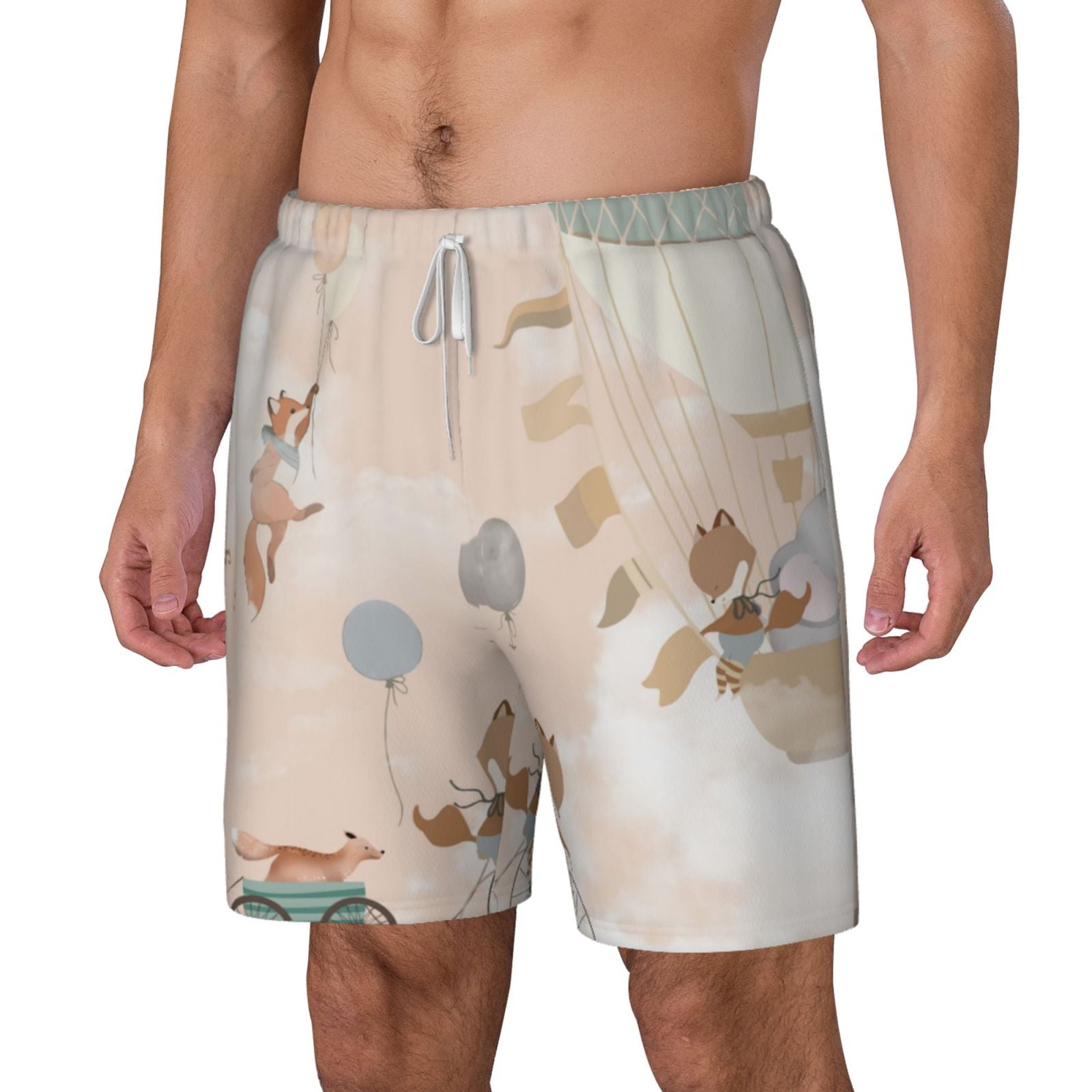 Picia Animals Riding Across The Sky1 pattern Mens Swim Trunks with Compression Liner Stretch ...