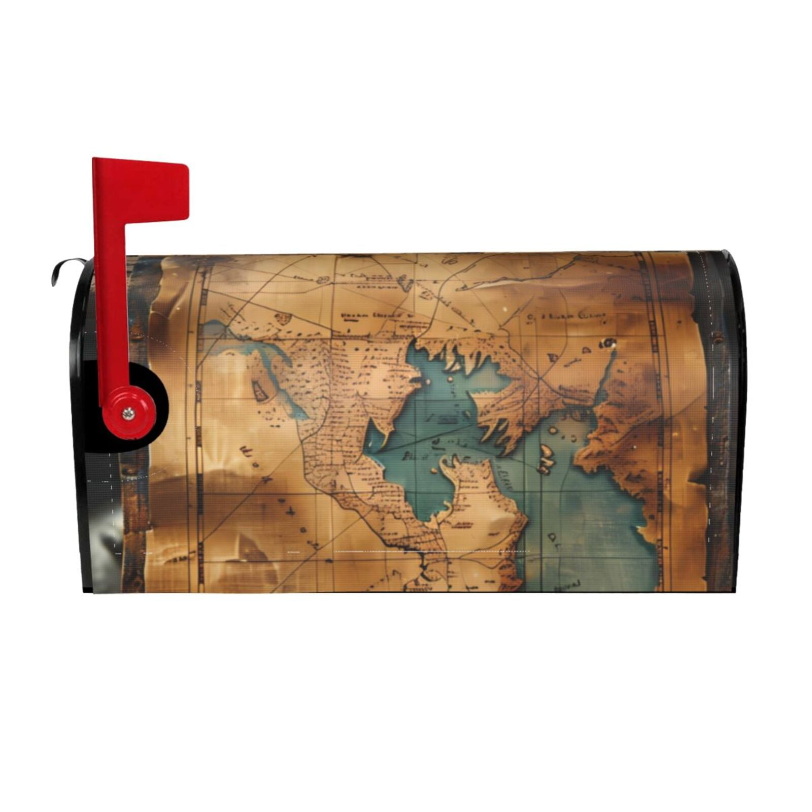 Picia Antique Map Adventure Scene Magnetic Mailbox Cover Standard Size ...