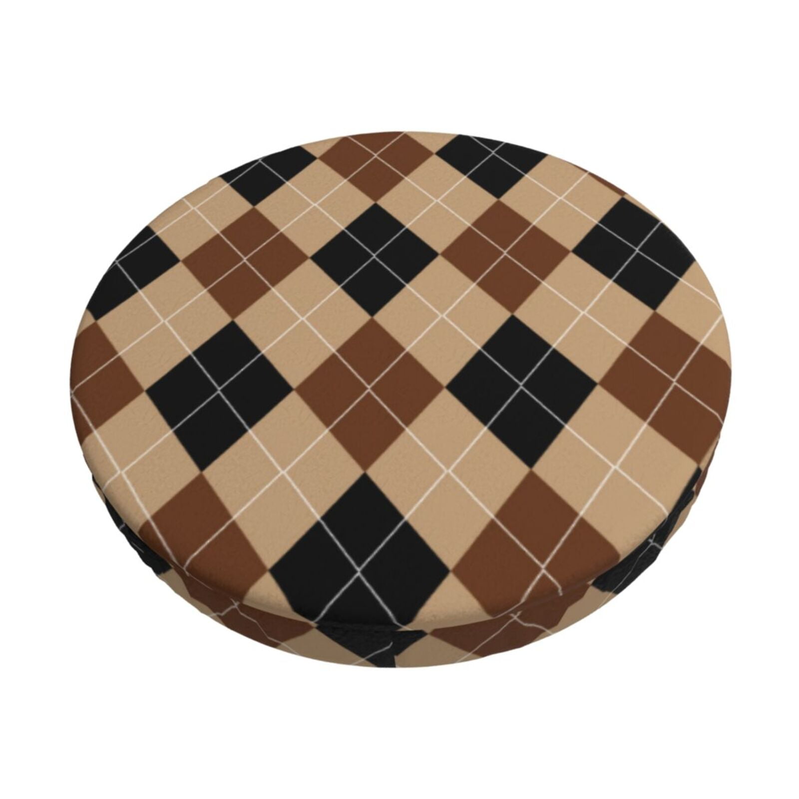 Picia Argyle of brown Pattern Round Stool Covers Comfy Seat Covers ...