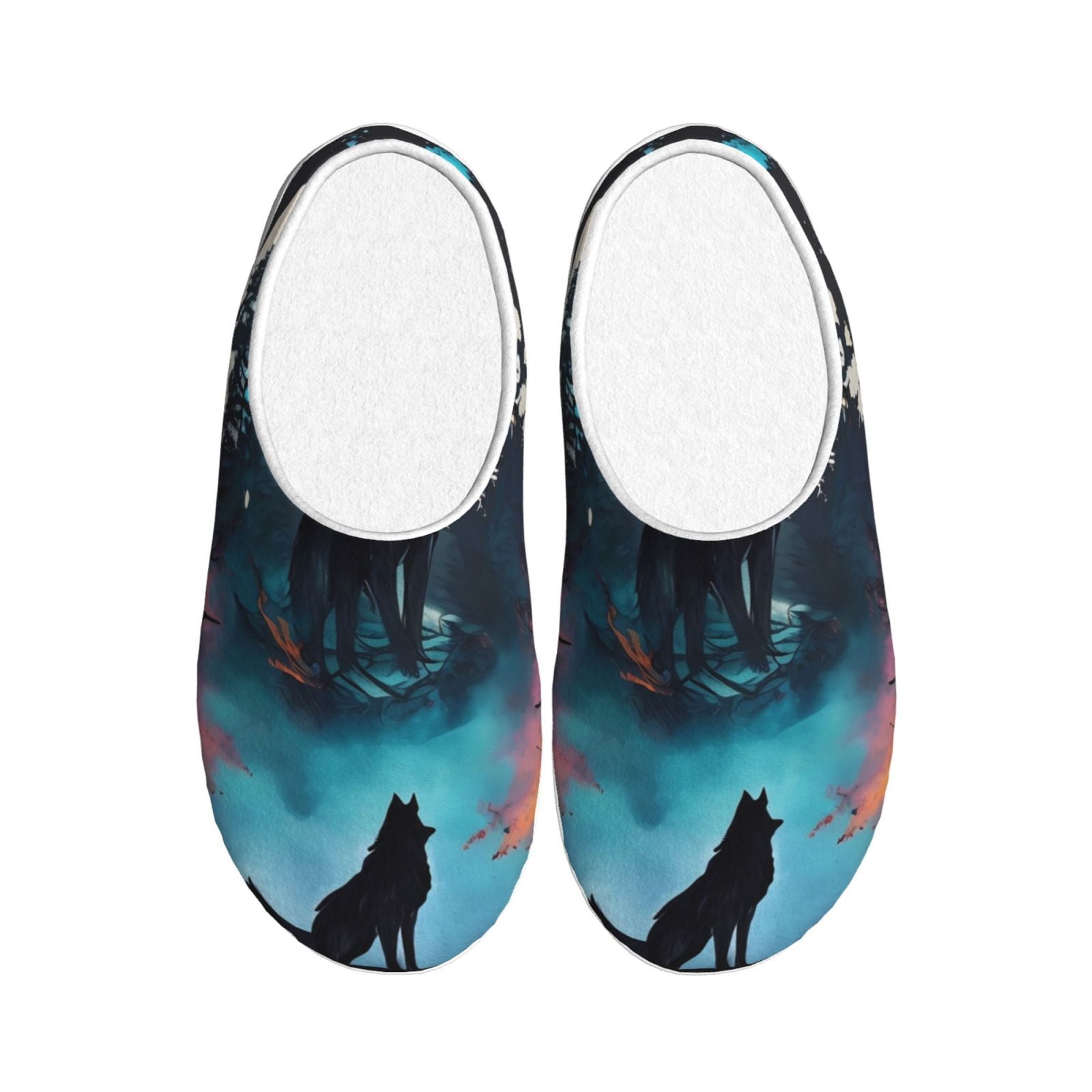 Picia Artistic Moon Valley Wolf for Women's Lamb-hug Comfy Fleece House ...