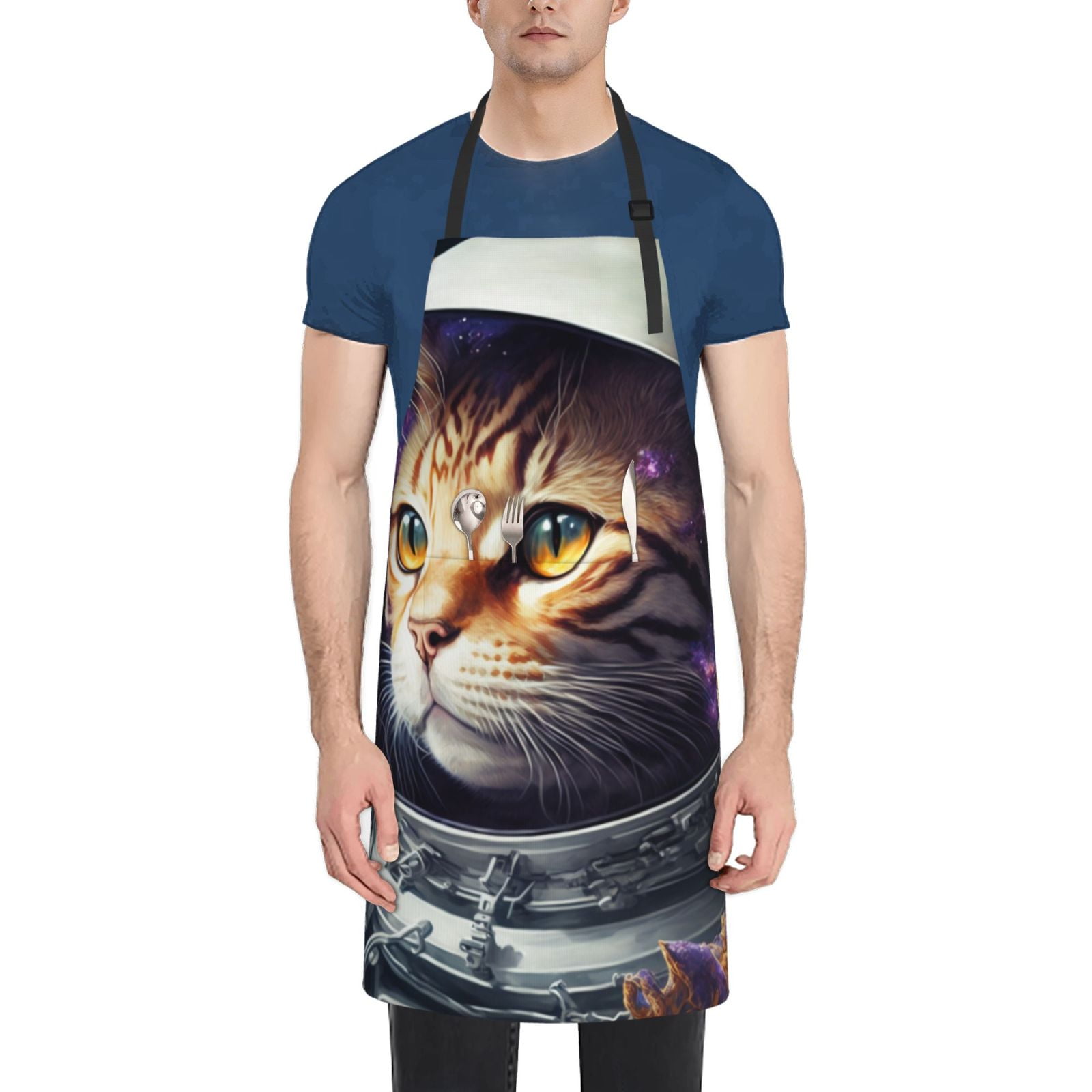 Picia Astronaut Cat Waterproof Apron for Unisex Adult - Adjustable Bib ...