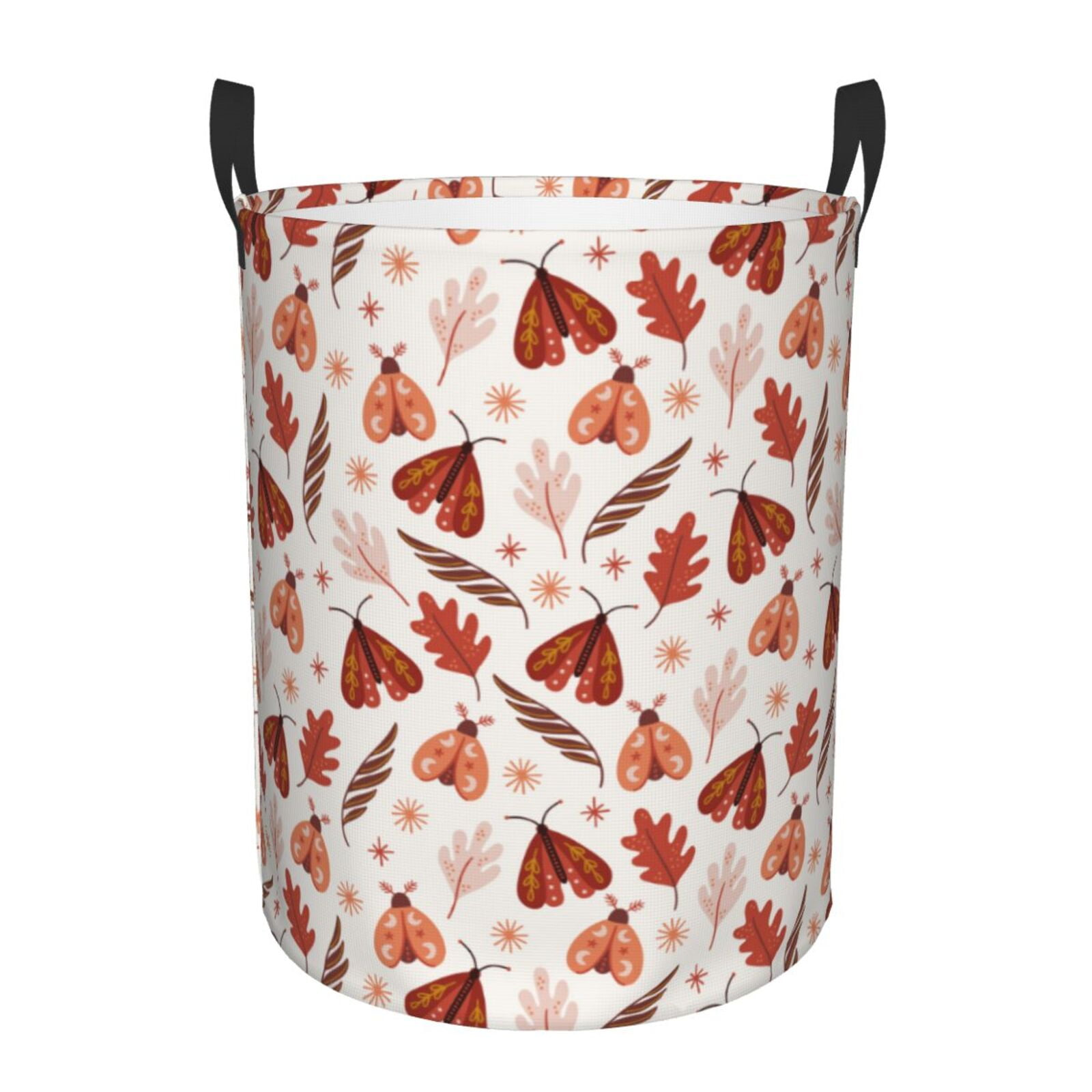 Picia Autumn Brown Butterfly Pattern Large Laundry Basket, Waterproof ...