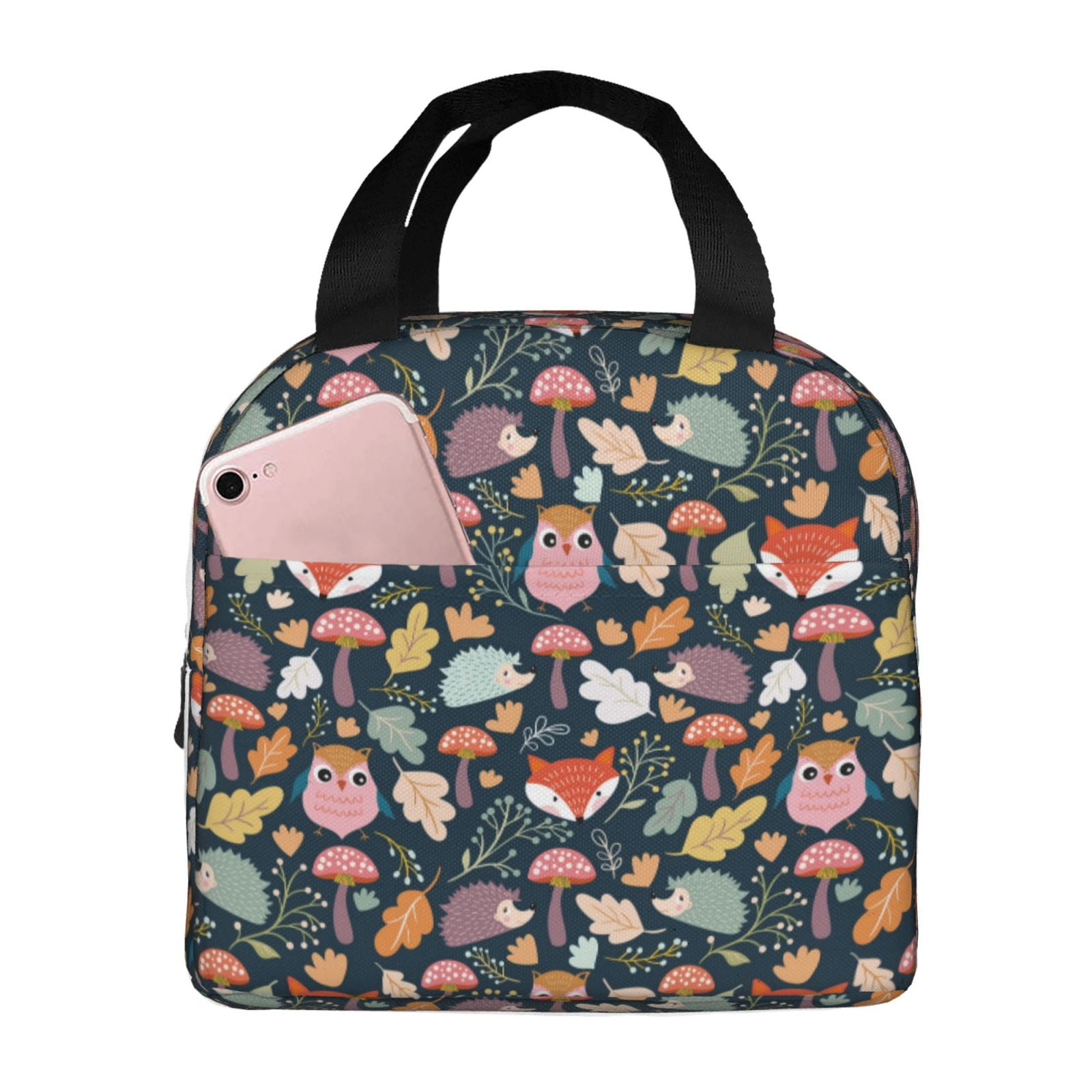 Picia Autumn Fox Owl Printed Lunch box Lunch bag for Men Women Large ...