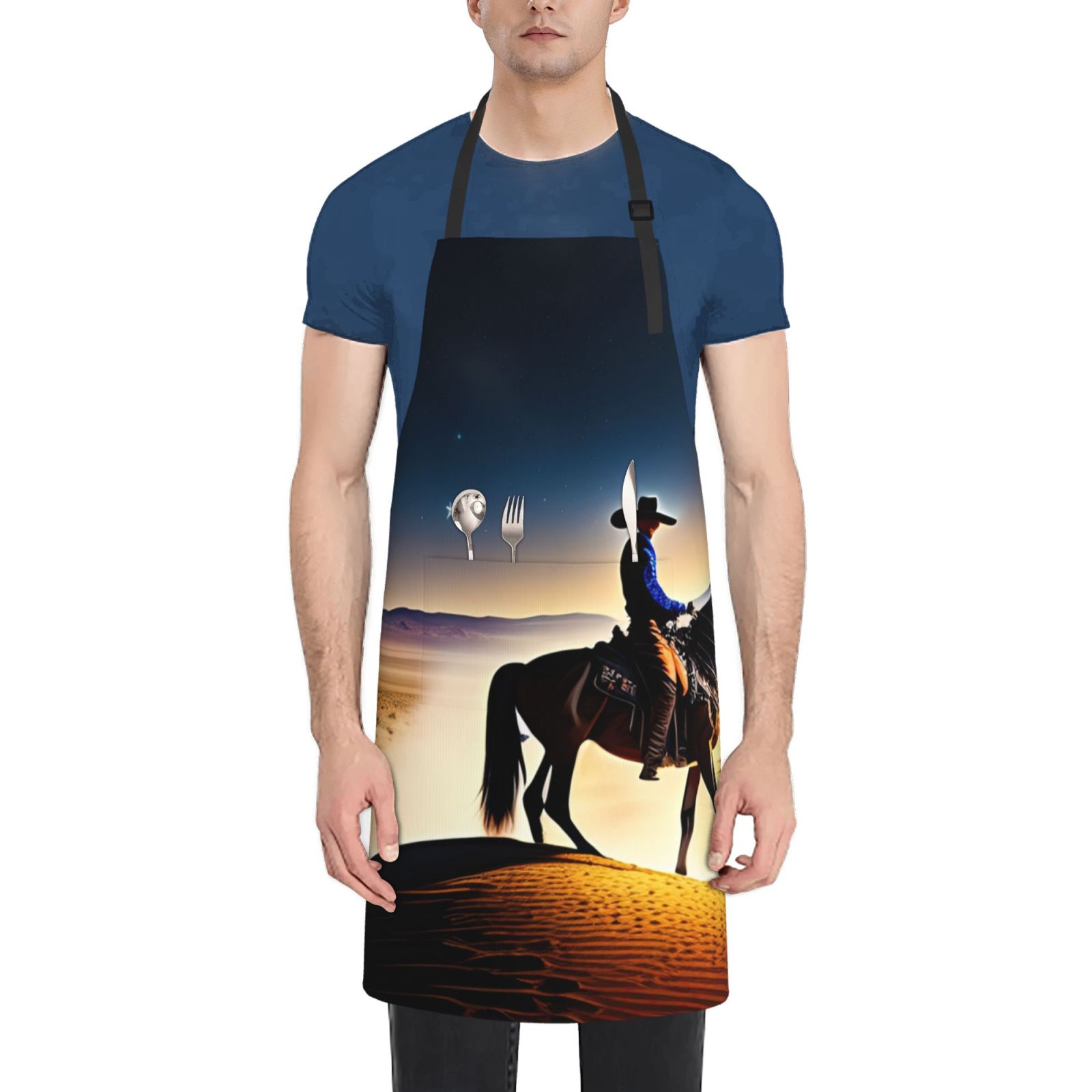 Picia Azure Sky Western Desert Cowboy Waterproof Apron for Unisex Adult ...