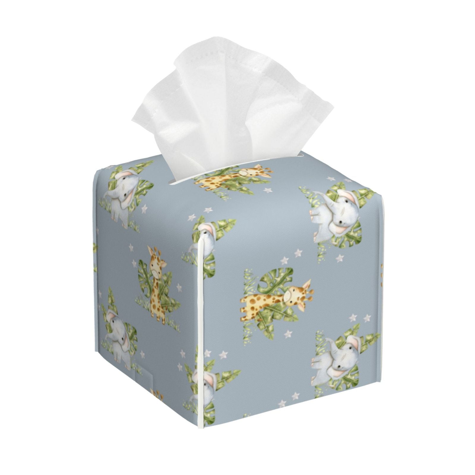 Picia Baby Elephant Giraffe Pattern Tissue Box Cover,PVC Leather Square ...