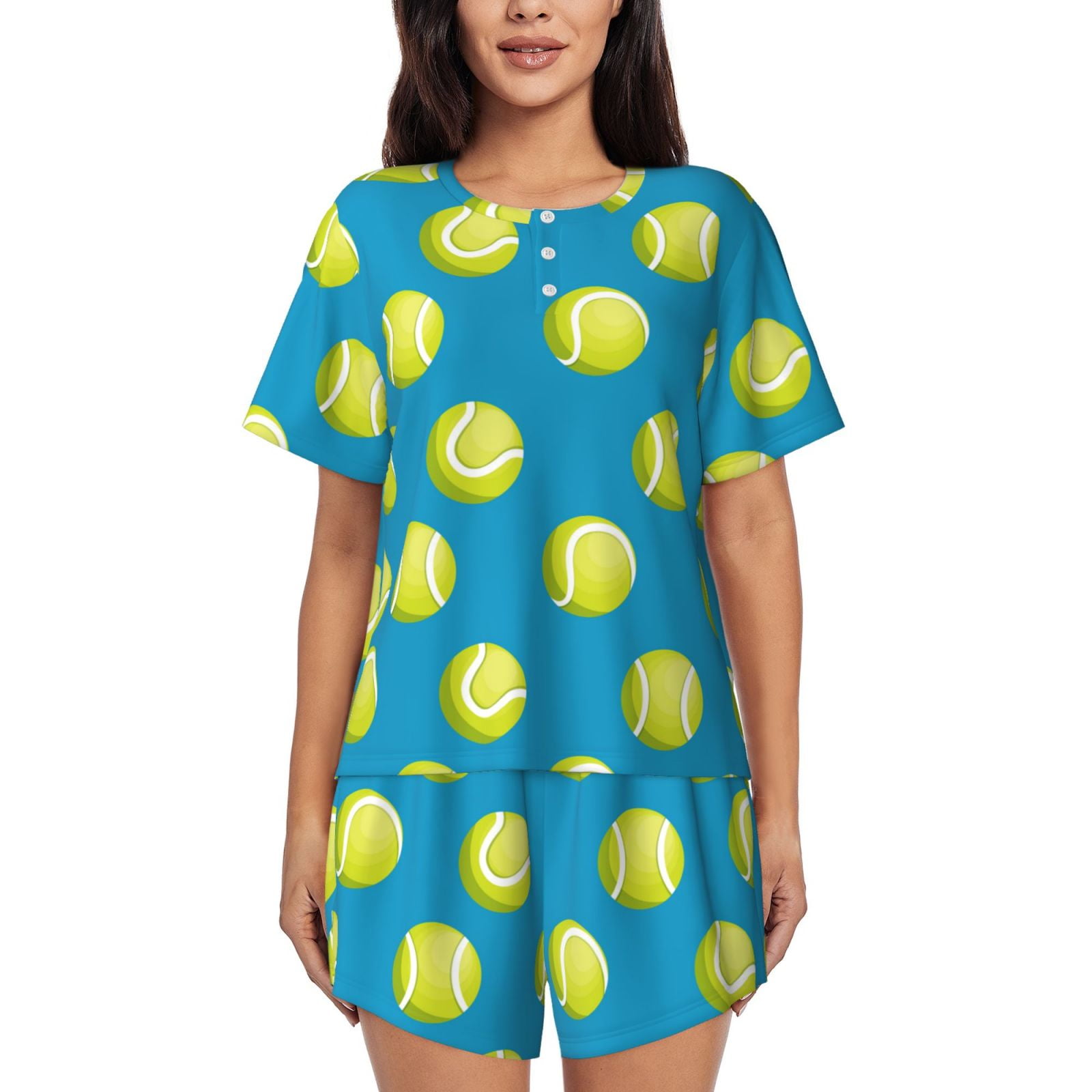 Picia Ball Tennis Pajamas Sets for Women Soft Short-Sleeved Pjs with ...