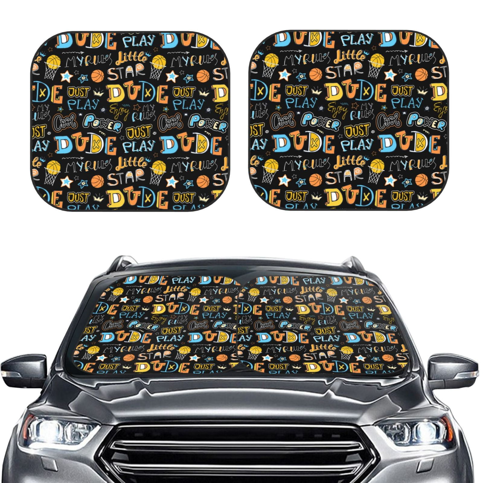 Picia Basketball 2 Piece Car Windshield Sun Shade Foldable | Foldable ...