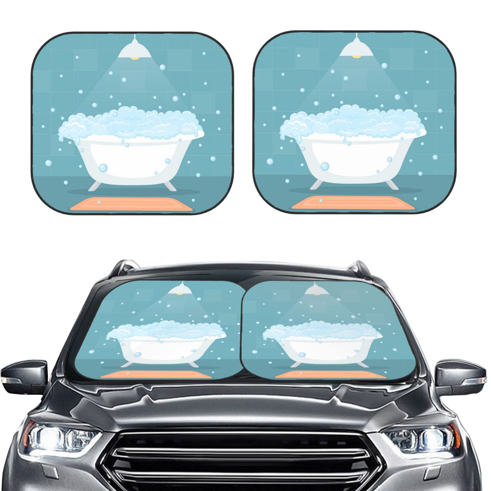 Picia Bathtub with Soap Bubbles 2 Piece Car Windshield Sun Shade ...