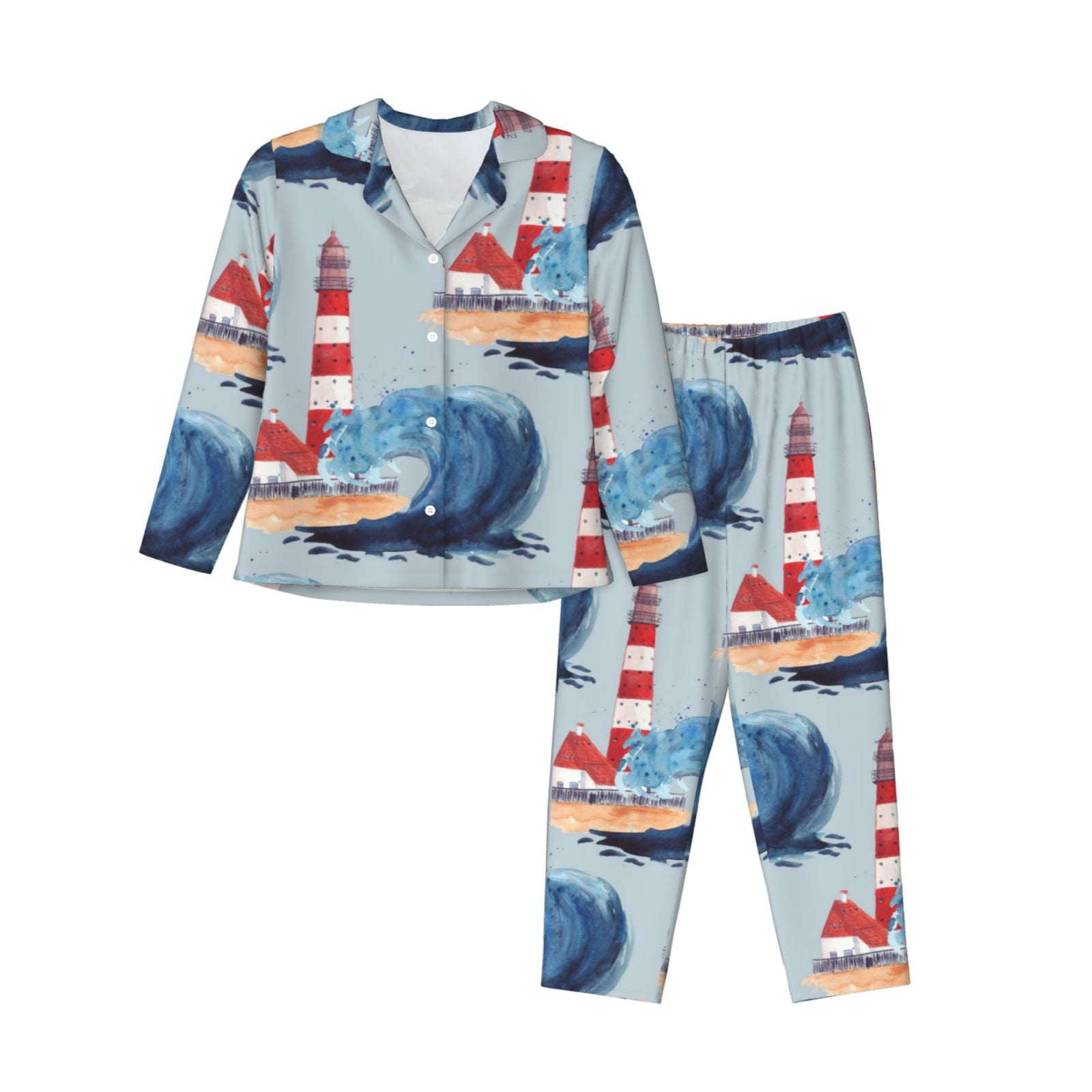 Picia Beacon In The Huge Waves Of The Surf Pattern Women’s Long-Sleeve ...