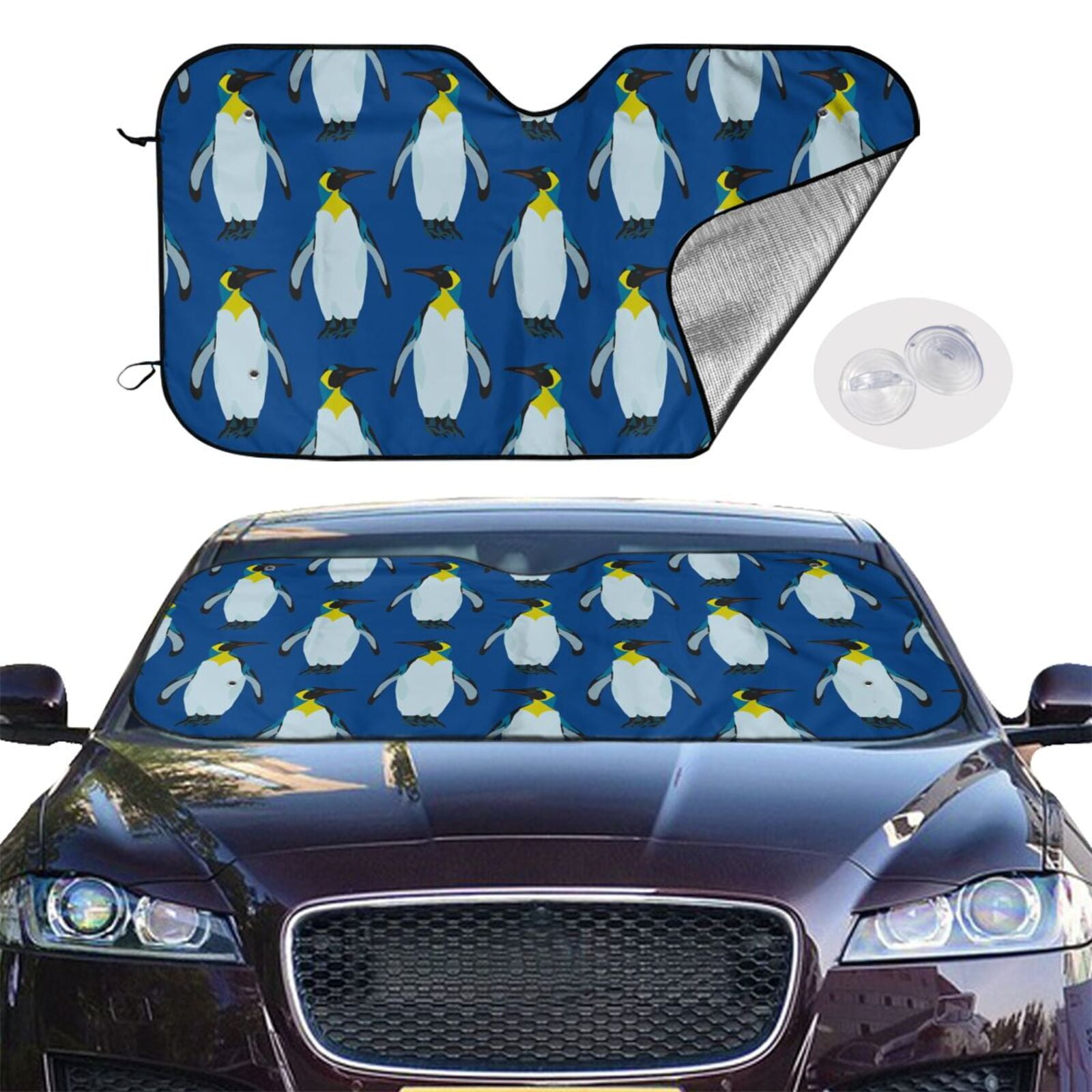 Picia Beautiful King Penguin Pattern Curved Windshield Sunshade ...