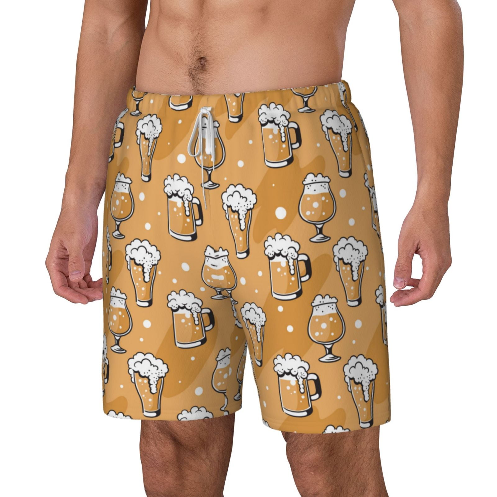 Picia Beer In Glasses pattern Mens Swim Trunks with Compression Liner ...