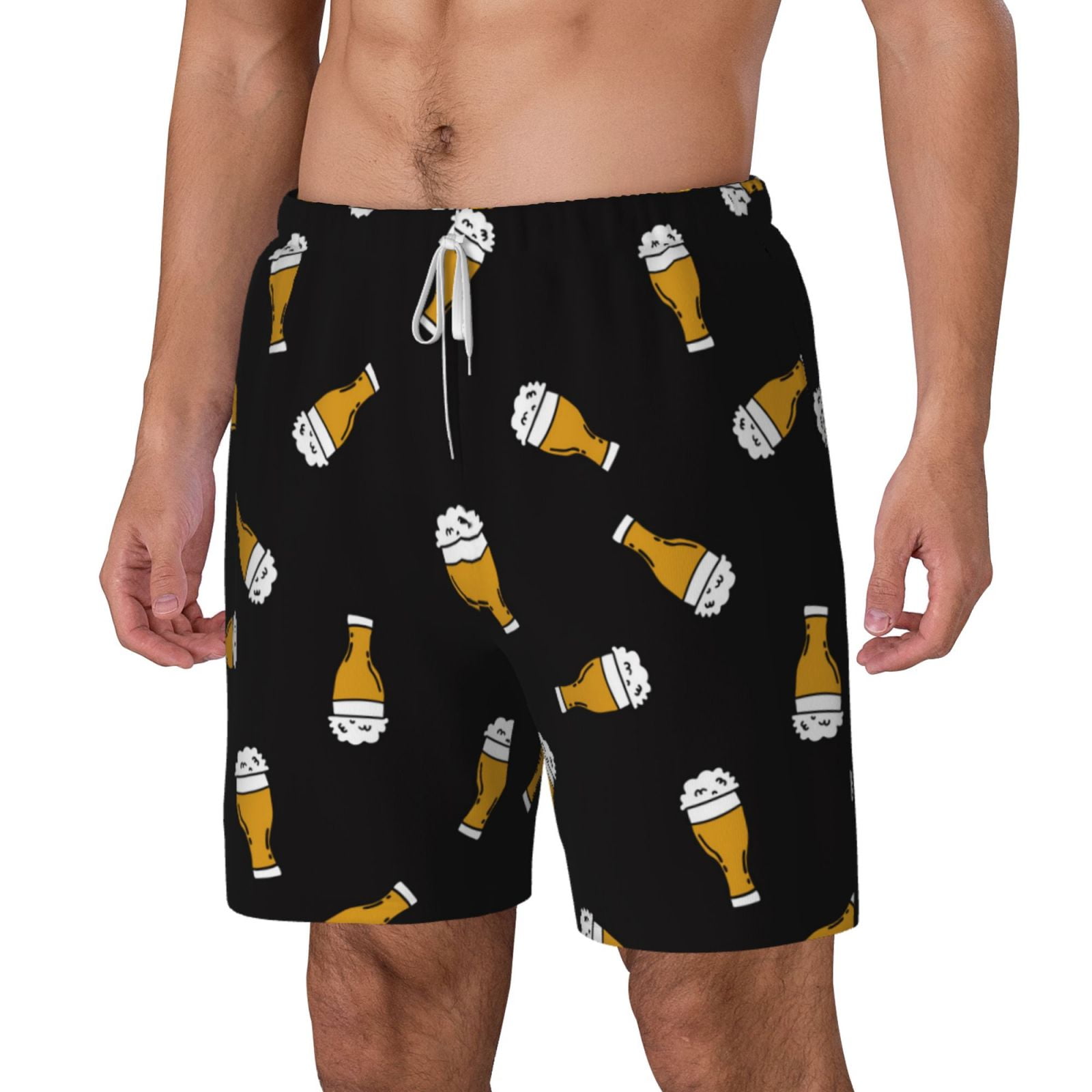 Picia Beer pattern Mens Swim Trunks with Compression Liner Stretch ...