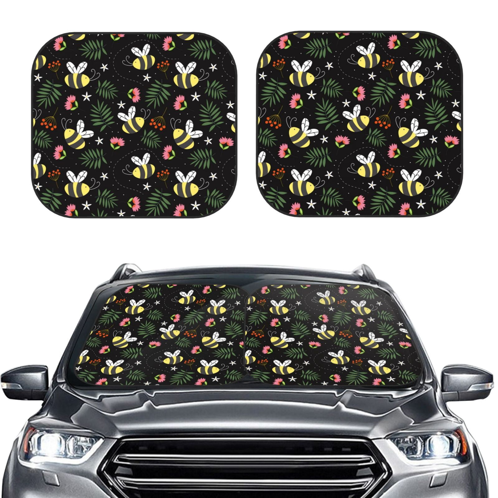 Picia Bees 2 Piece Car Windshield Sun Shade Foldable | Foldable Sun ...
