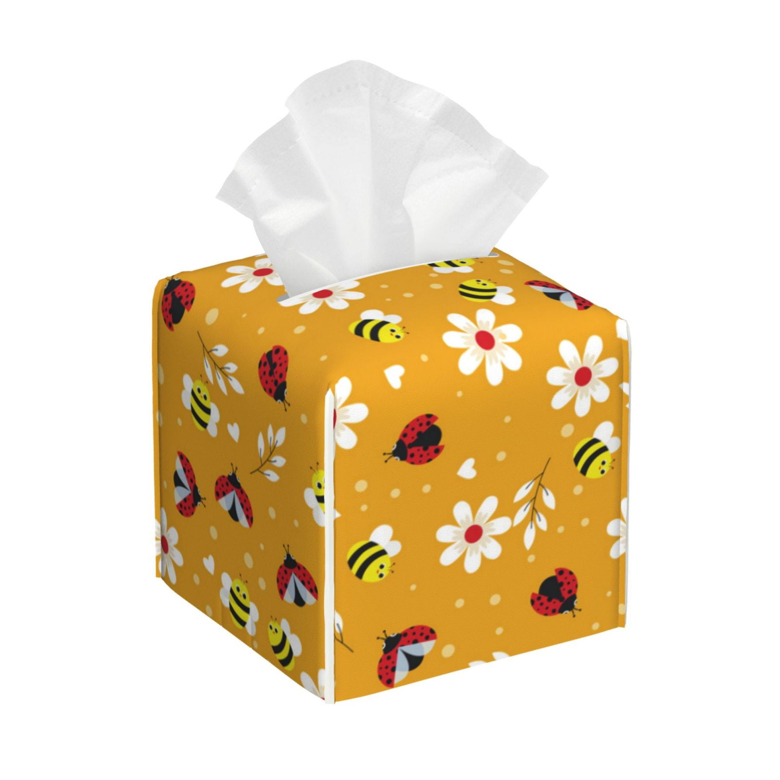Picia Bees And Ladybug Pattern Tissue Box Cover,PVC Leather Square ...