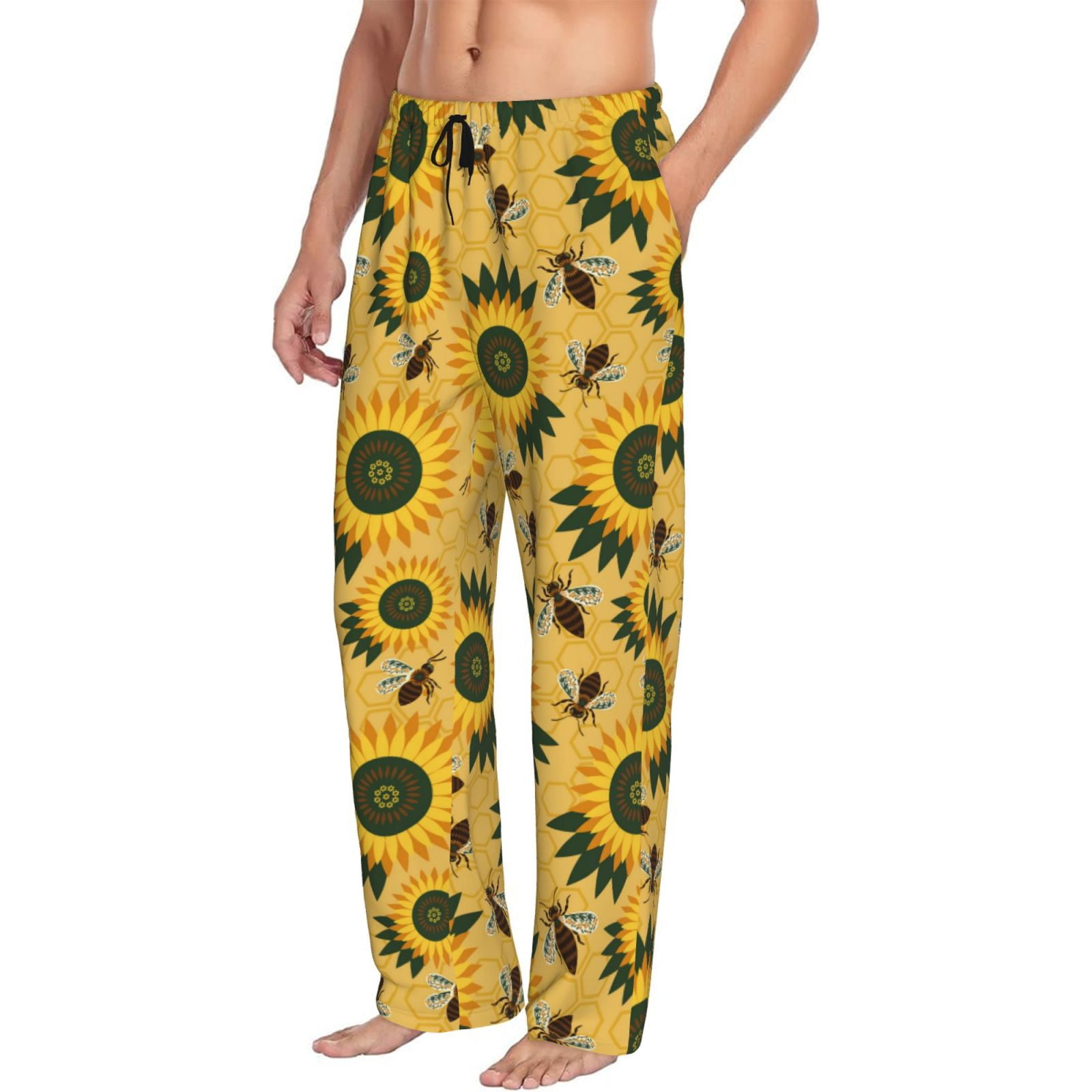 Picia Bees and Sunflowers Mens Soft Woven Cotton Elastic Waistband ...