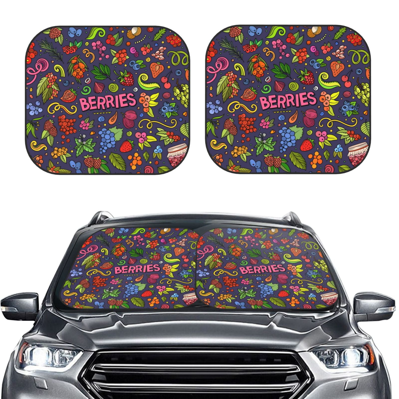 Picia Berry Fruits 2 Piece Car Windshield Sun Shade Foldable | Foldable ...