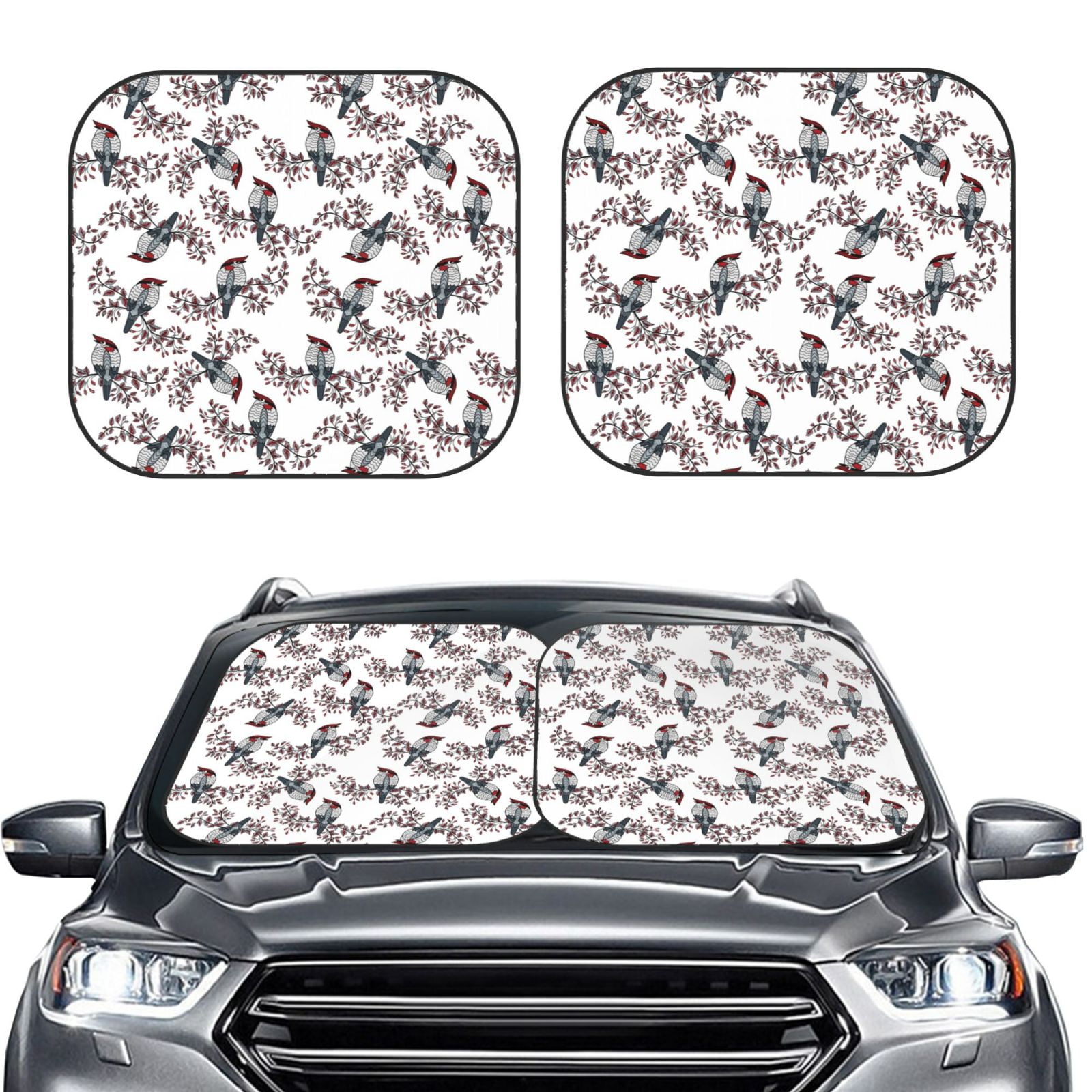 Picia Bird 2 Piece Car Windshield Sun Shade Foldable | Foldable Sun ...