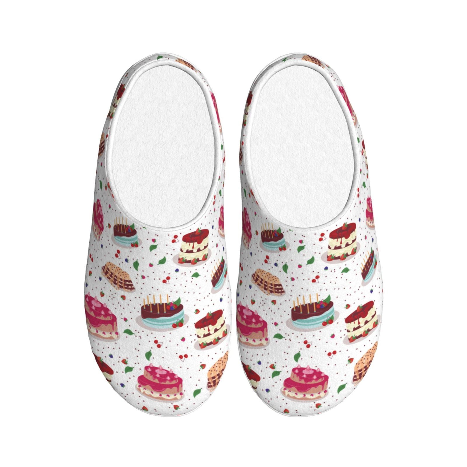 Picia Birthday Cake for Women's Lamb-hug Comfy Fleece House Slippers ...