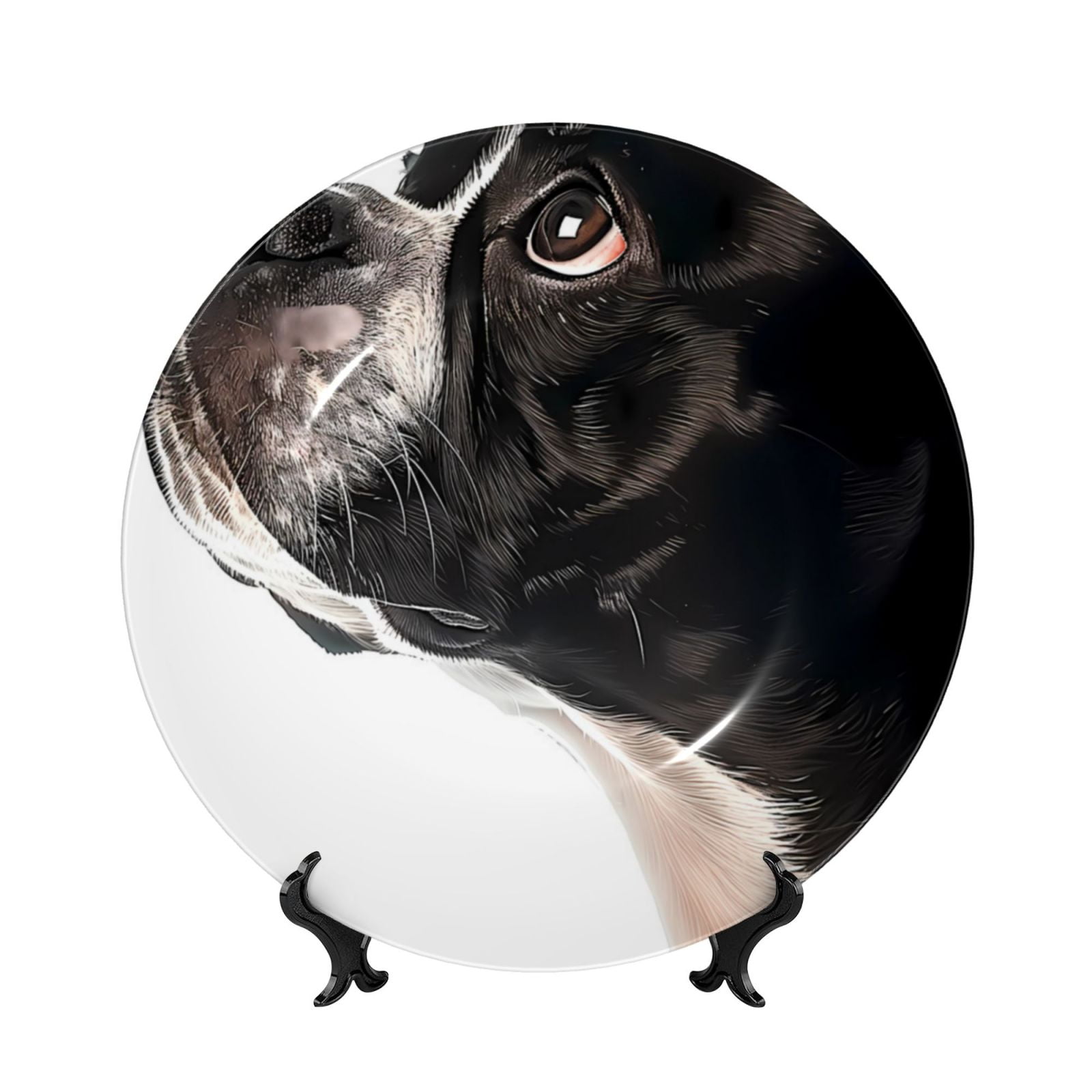 Picia Black And White Boston Terrier Pattern Bone China Decorative ...
