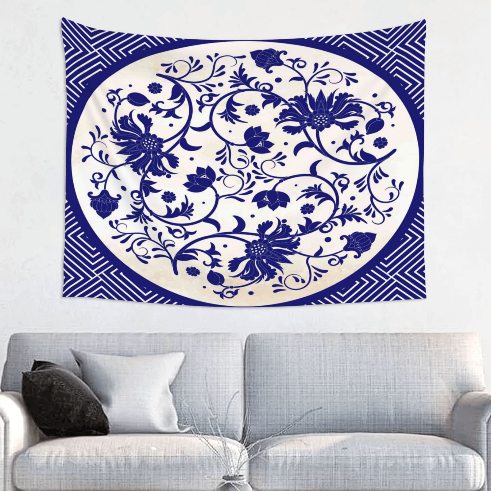 Picia Blue And White Porcelain Pattern Pattern Tapestry-Tapestries for ...
