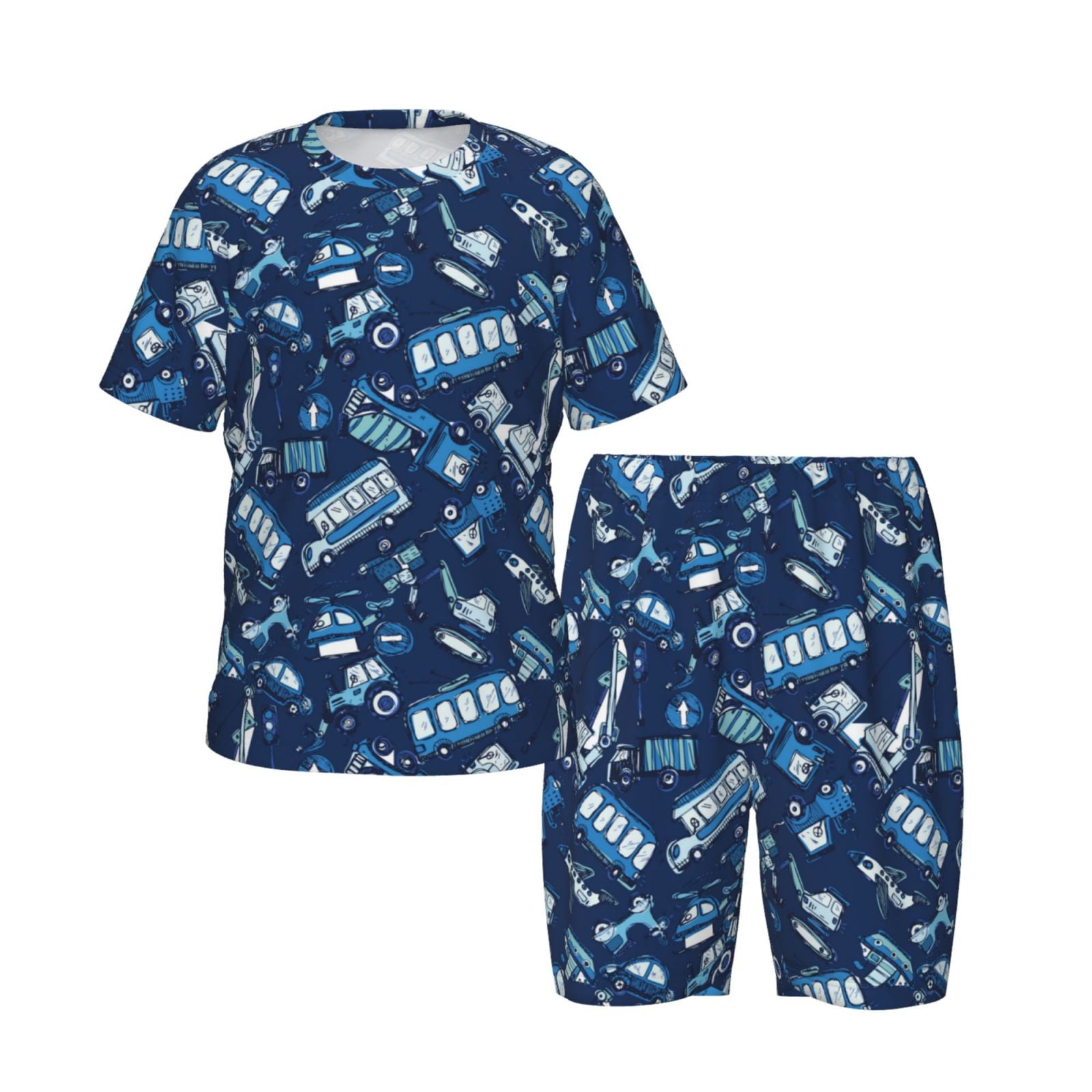Picia Blue Bus Printed Boys' Kids-PJ Snug Fit Cotton Short Sleeve Top ...