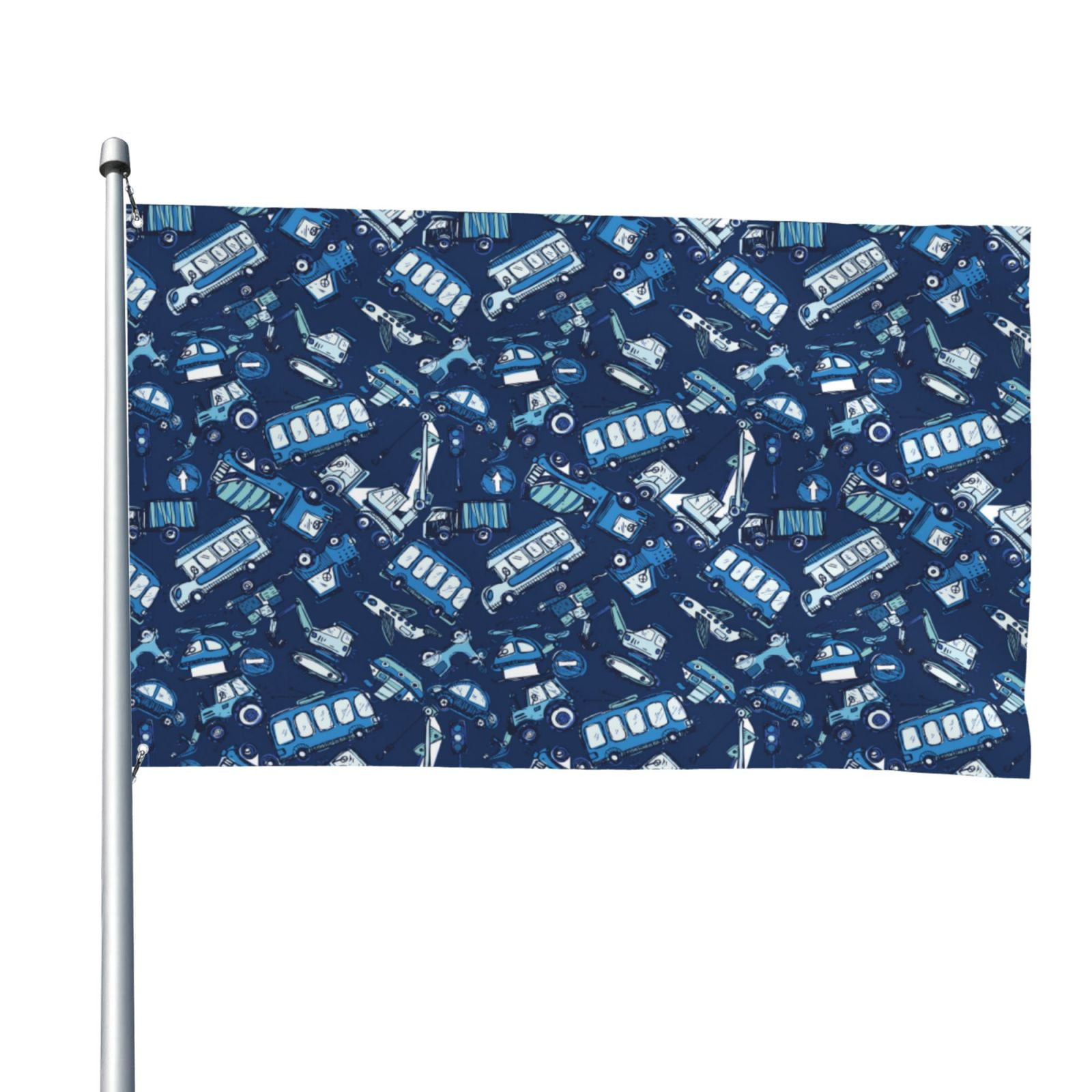Picia Blue Bus Printed Flag ,Blue Bus Pattern Garden Flag Vertical ...
