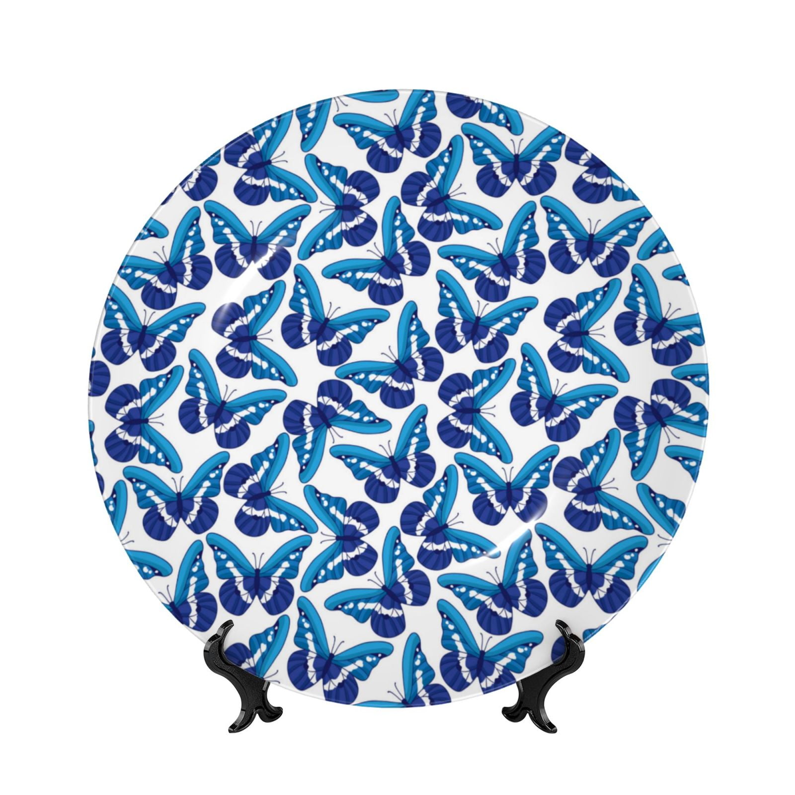 Picia Blue Butterflies Pattern Bone China Decorative Plate – Wall Decor ...