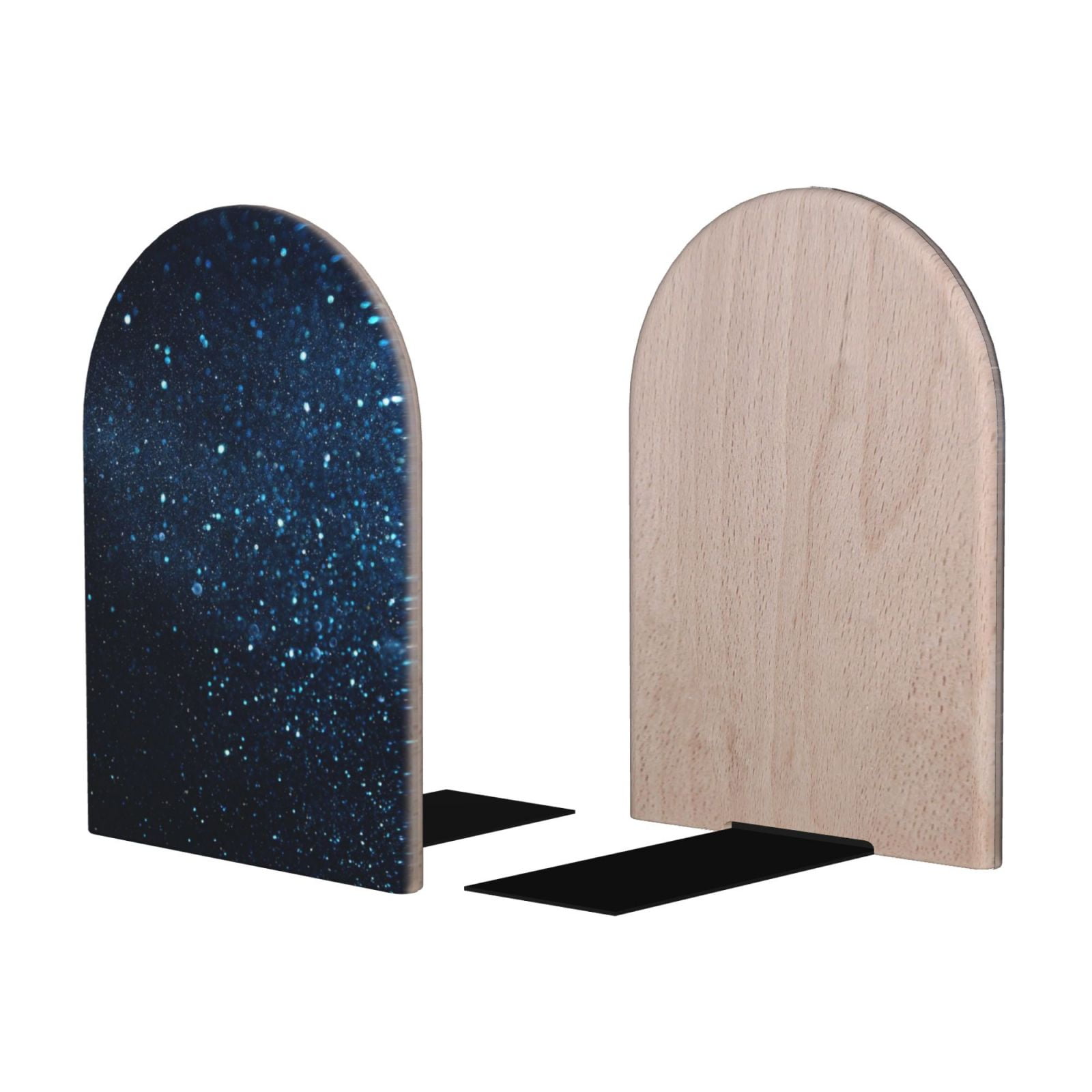 Picia Blue Glitter Retro Pattern Wood Bookends for Shelves,Non-slip ...