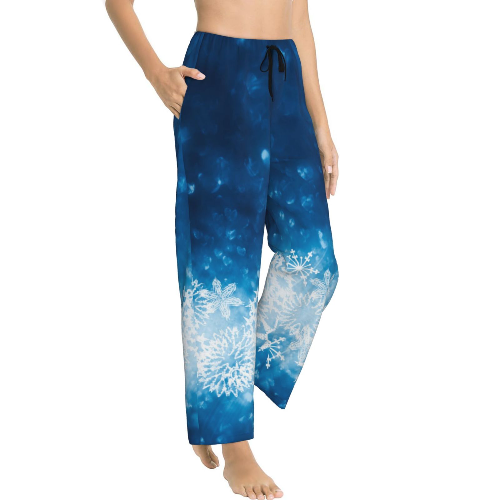 Picia Blue Glitter Sparkles Womens Soft Woven Cotton Elastic Waistband ...