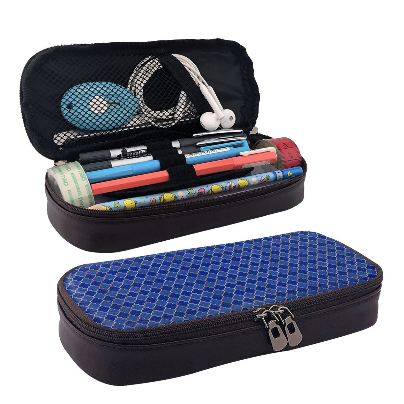 Picia Blue Lantern Shapes Pattern Large Capacity PU Leather Pencil Case ...