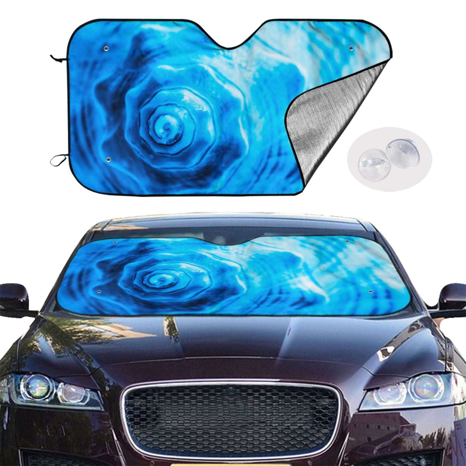 Picia Blue Shell Curved Windshield Sunshade Accordion Folding Style ...