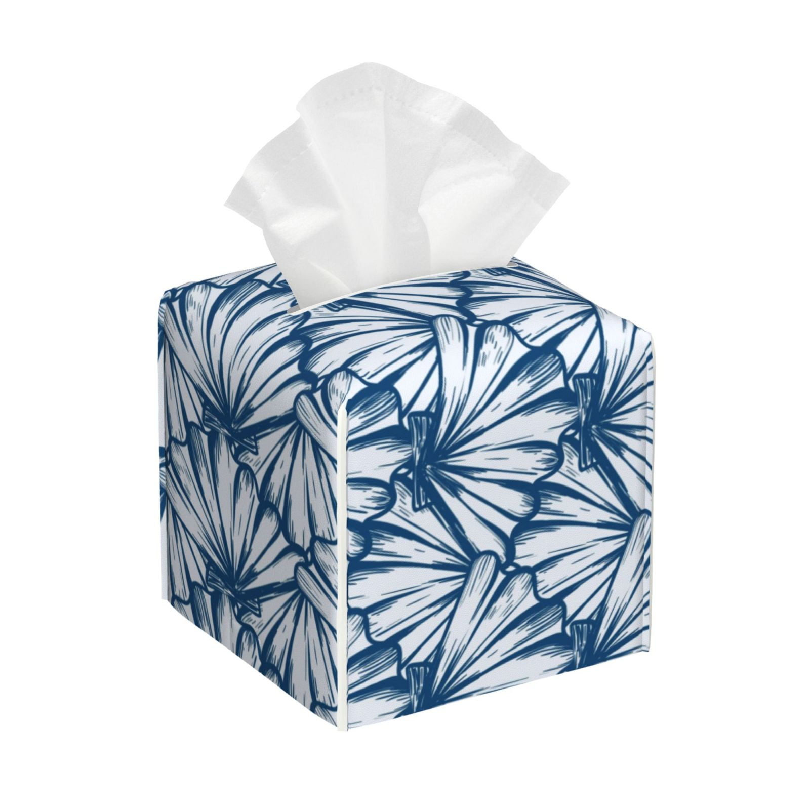 Picia Blue Shells Pattern Tissue Box Cover,PVC Leather Square Holder ...