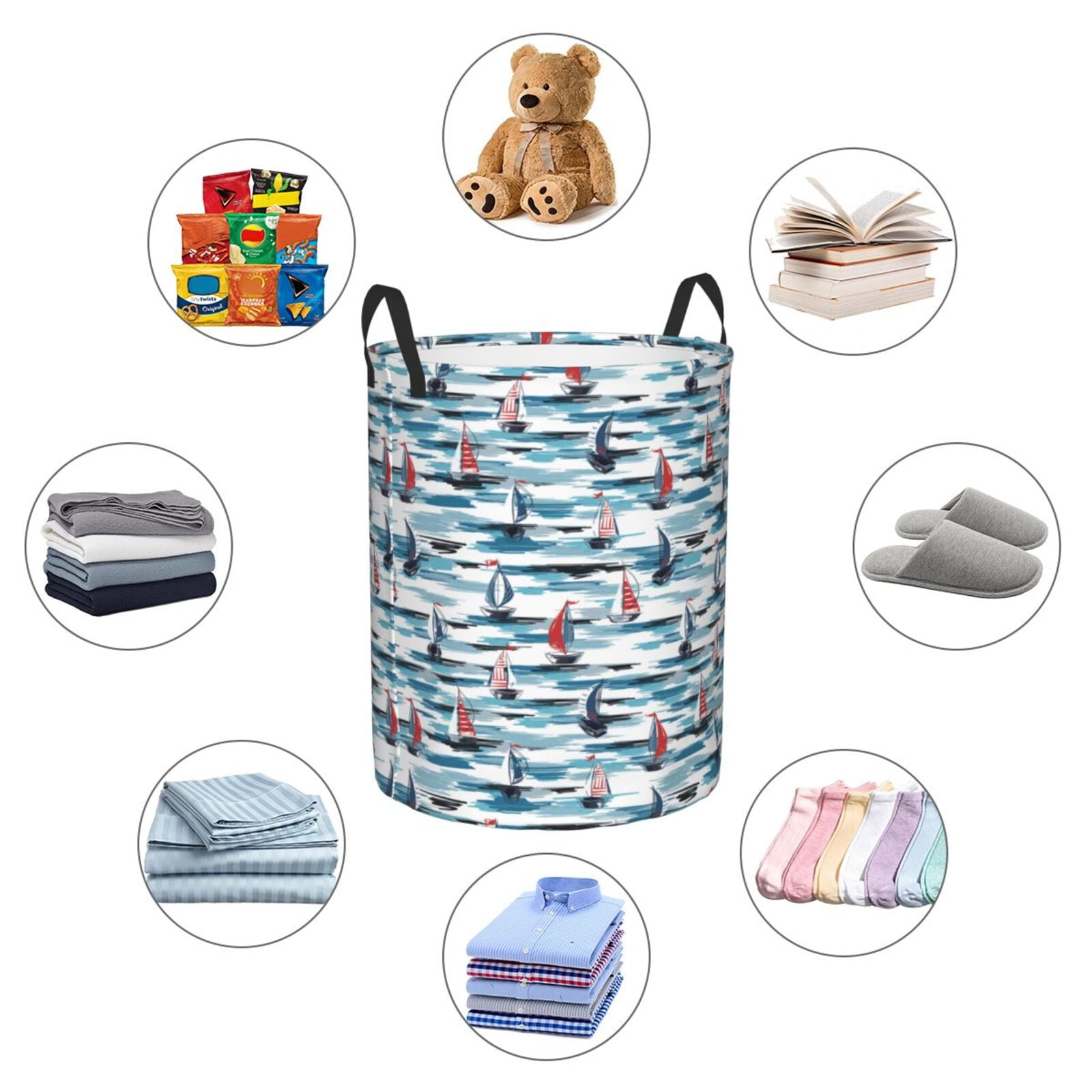 Picia Boat In Ocean Large Laundry Basket, Waterproof, Freestanding ...