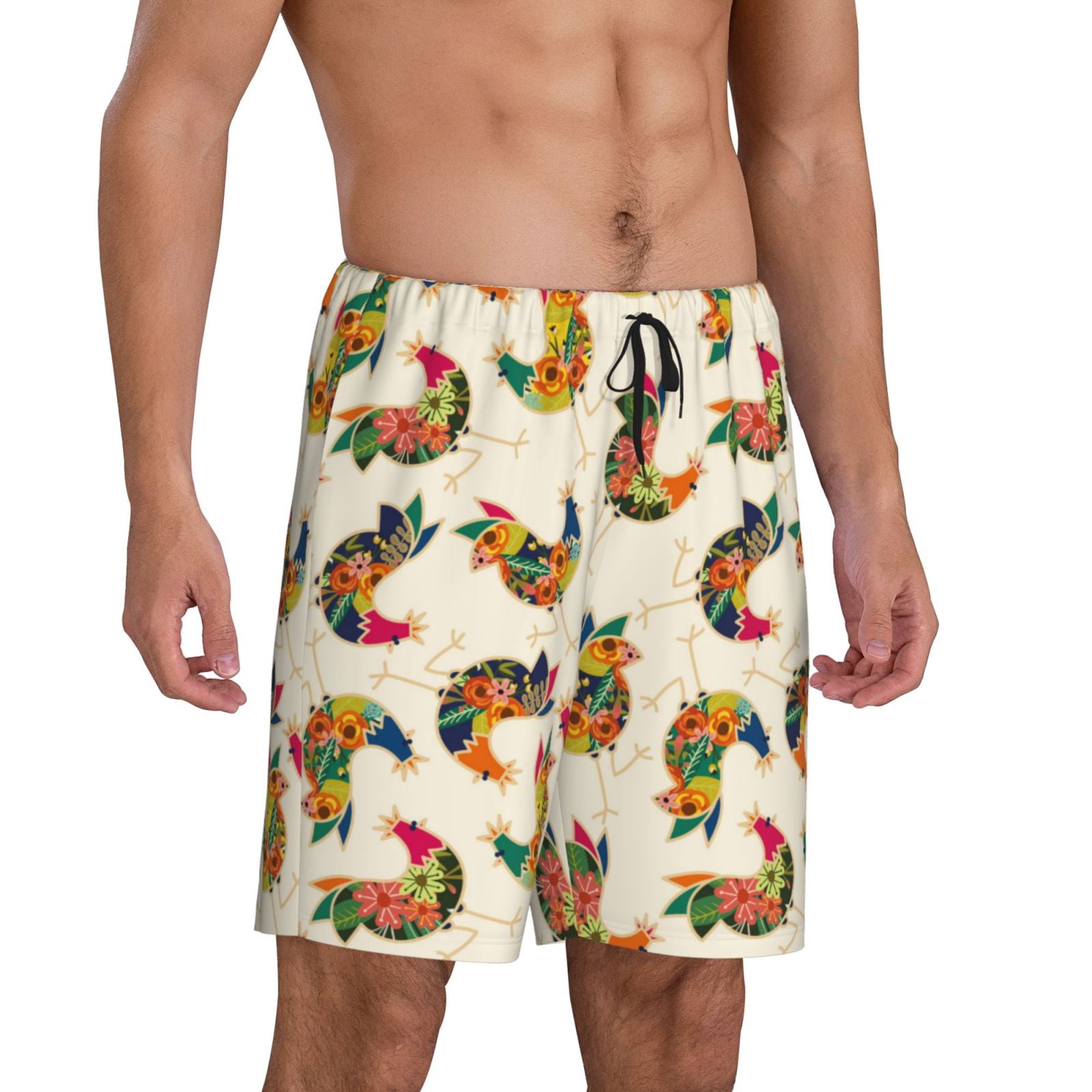 Picia Boho Chicken Pajama Shorts for Men, Men's Pajama Bottoms ...