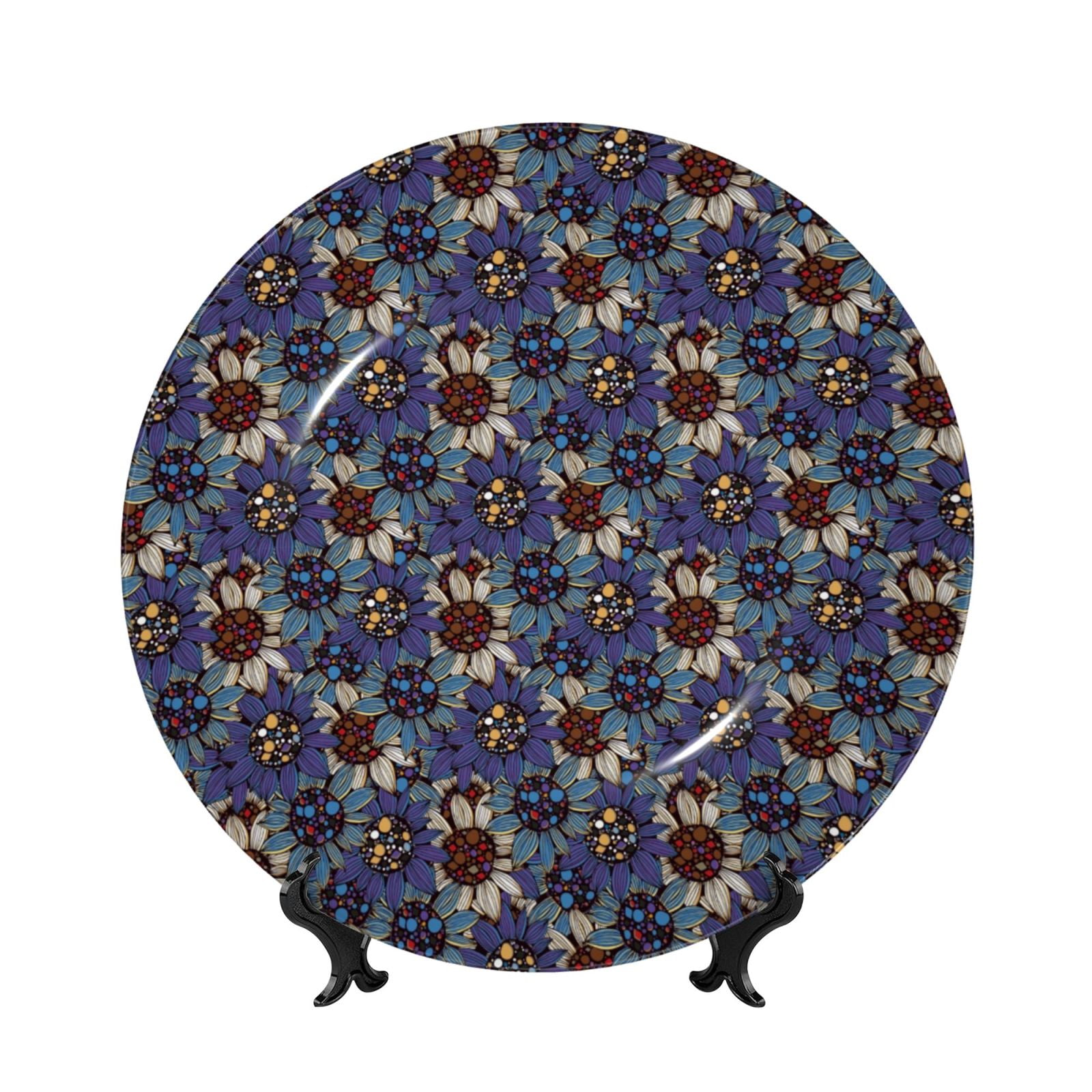 Picia Boho Style Sunflowers Design Pattern Bone China Decorative Plate ...