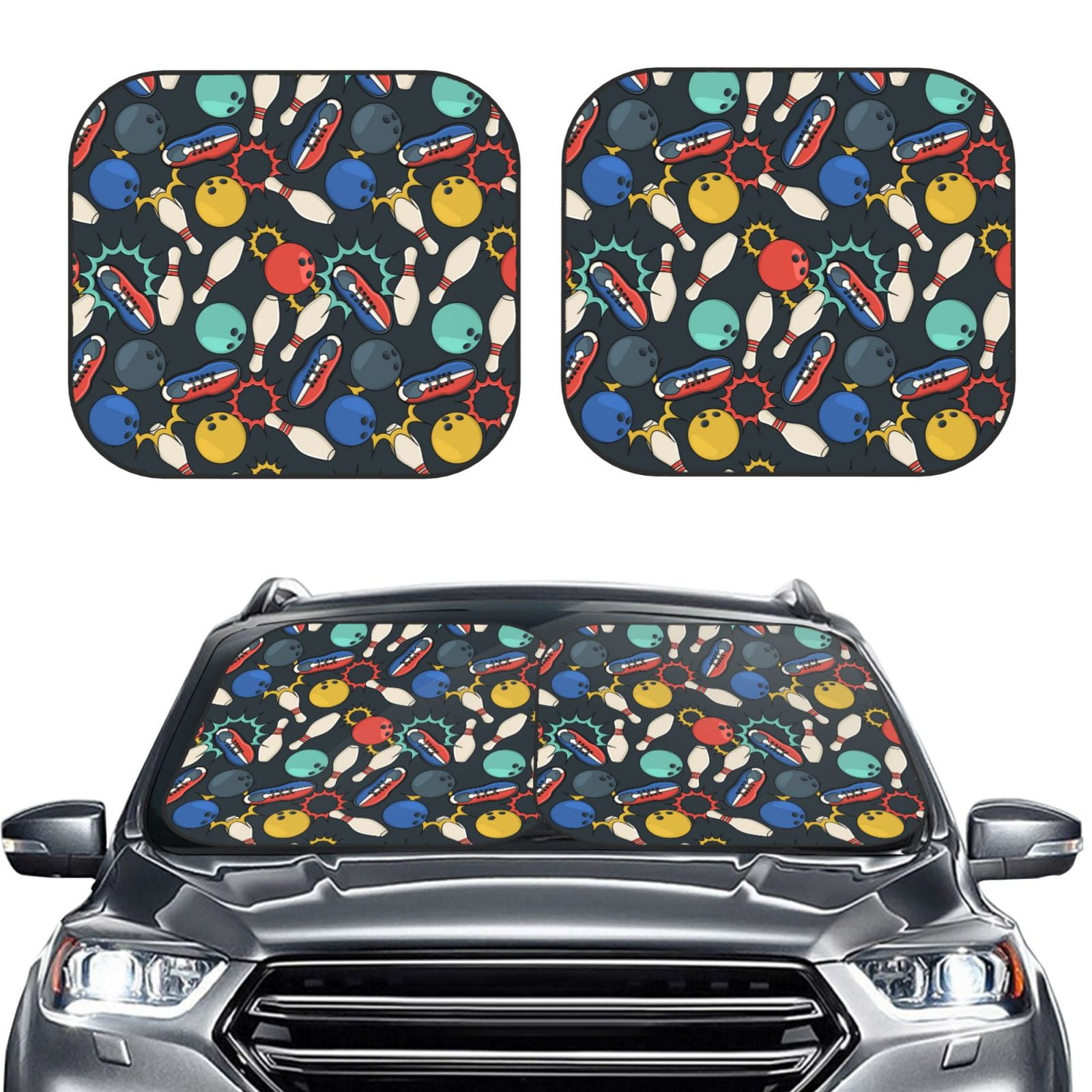 Picia Bowling Ball 2 Piece Car Windshield Sun Shade Foldable | Foldable ...