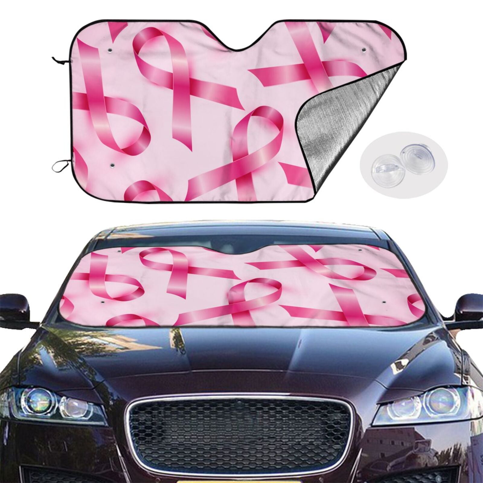 Picia Breast Cancer Ribbons Awareness Curved Windshield Sunshade ...