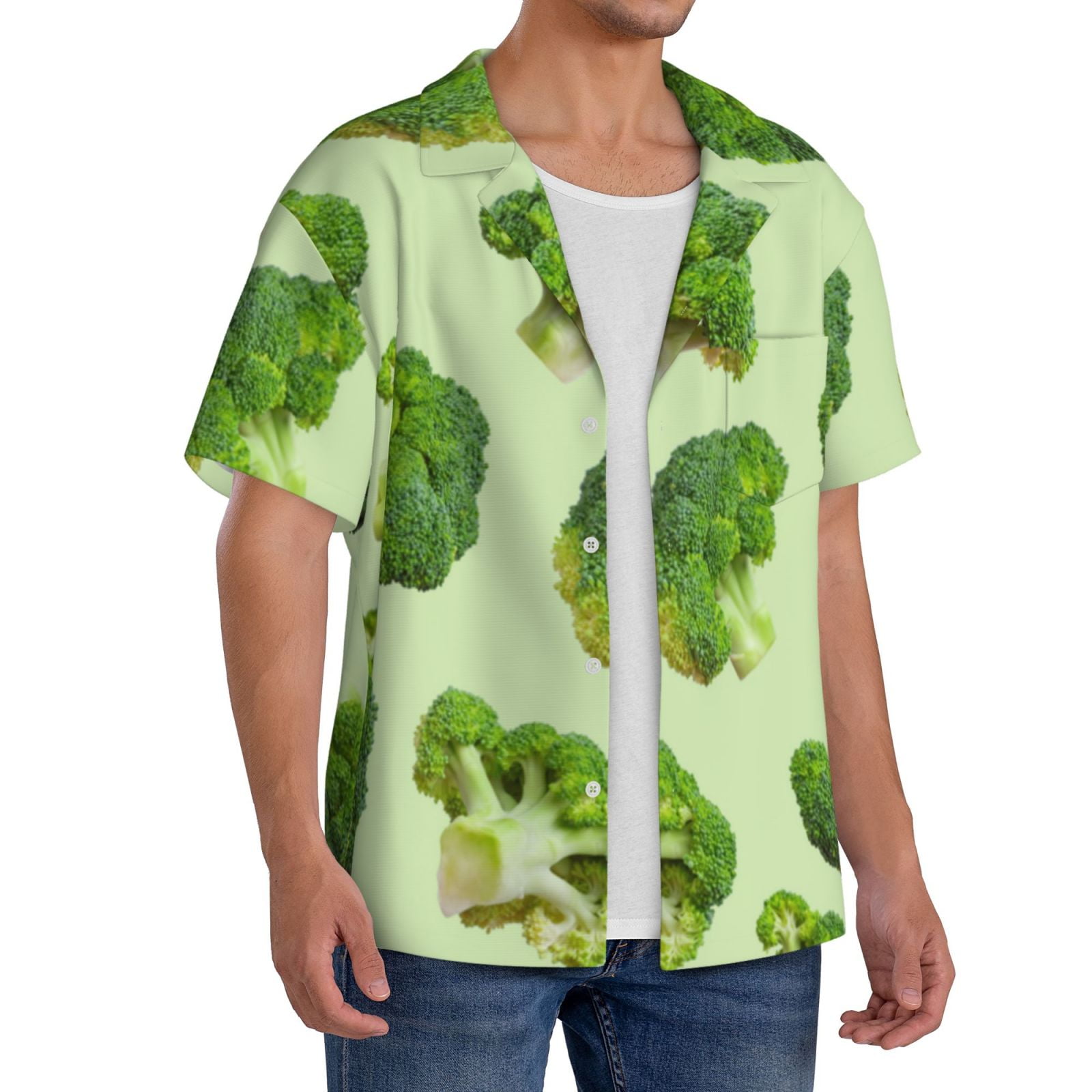Picia Broccoli 3 Men's Linen Shirts Short Sleeve Cuban Beach Shirts ...