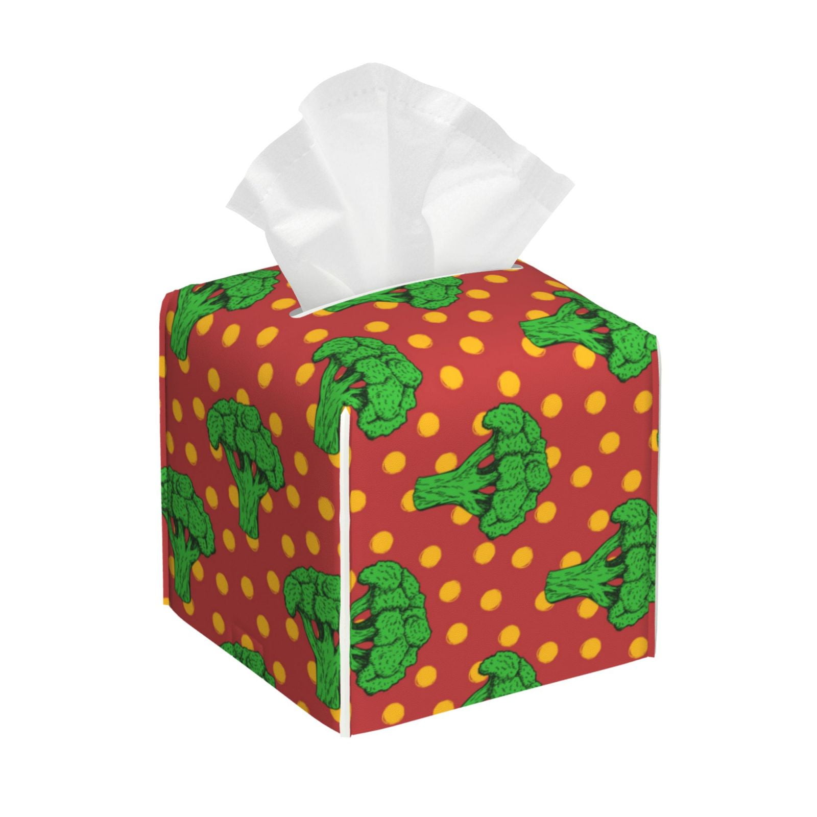 Picia Broccoli Pattern Tissue Box Cover,PVC Leather Square Holder ...