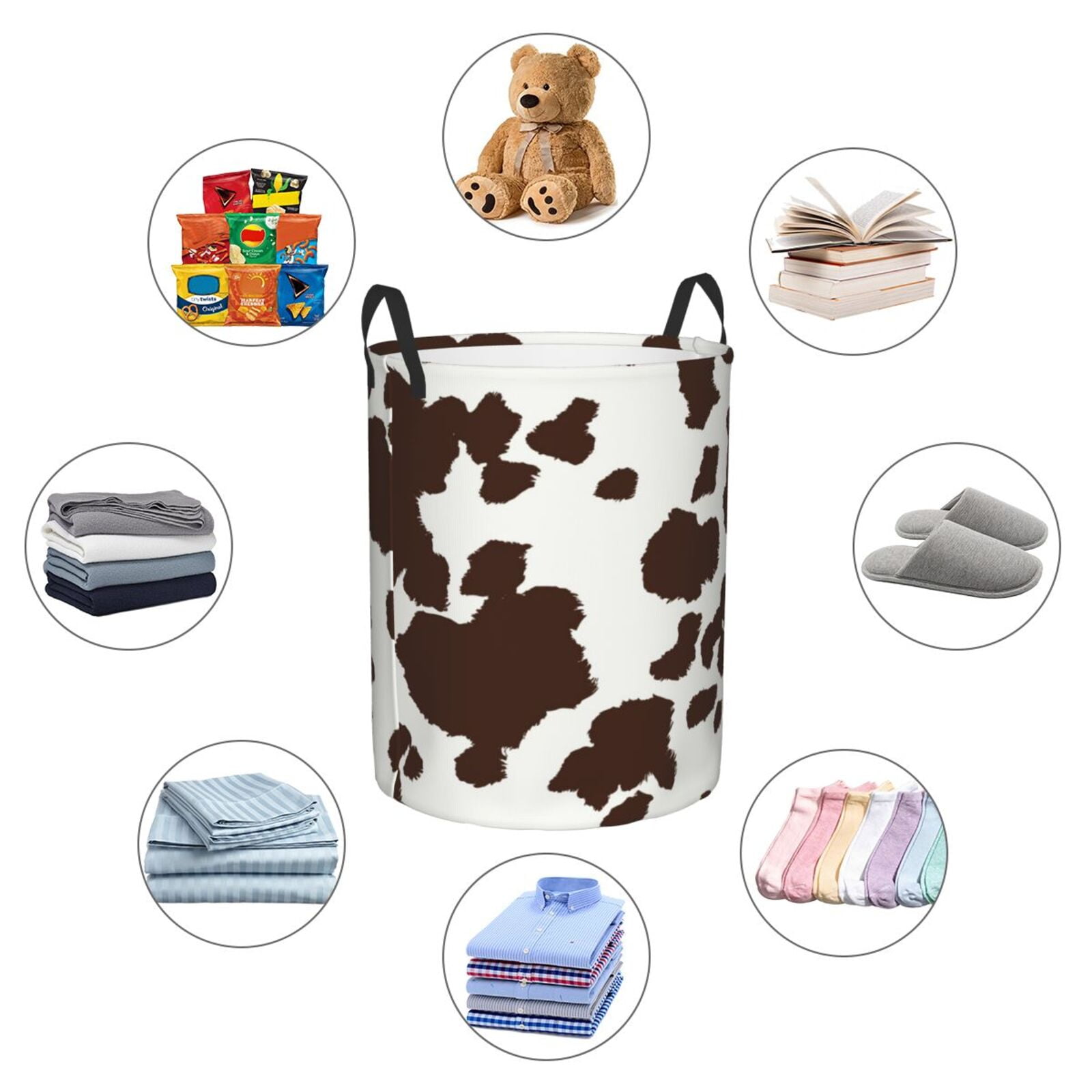 Picia Brown Cow Large Laundry Basket, Waterproof, Freestanding Laundry ...