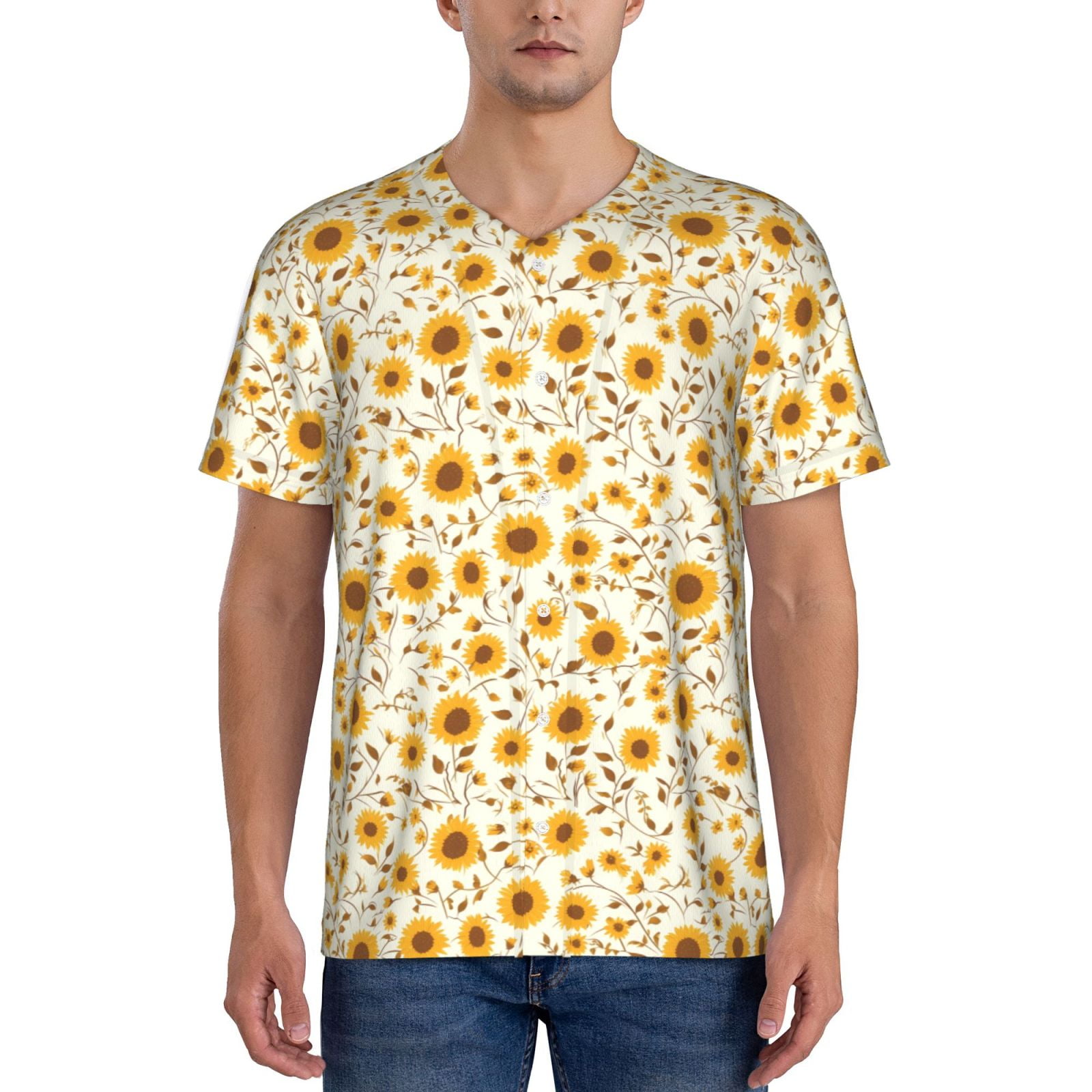 Picia Brown Leaf Sunflower Pattern Mens Polo Shirts Quick Dry Short ...
