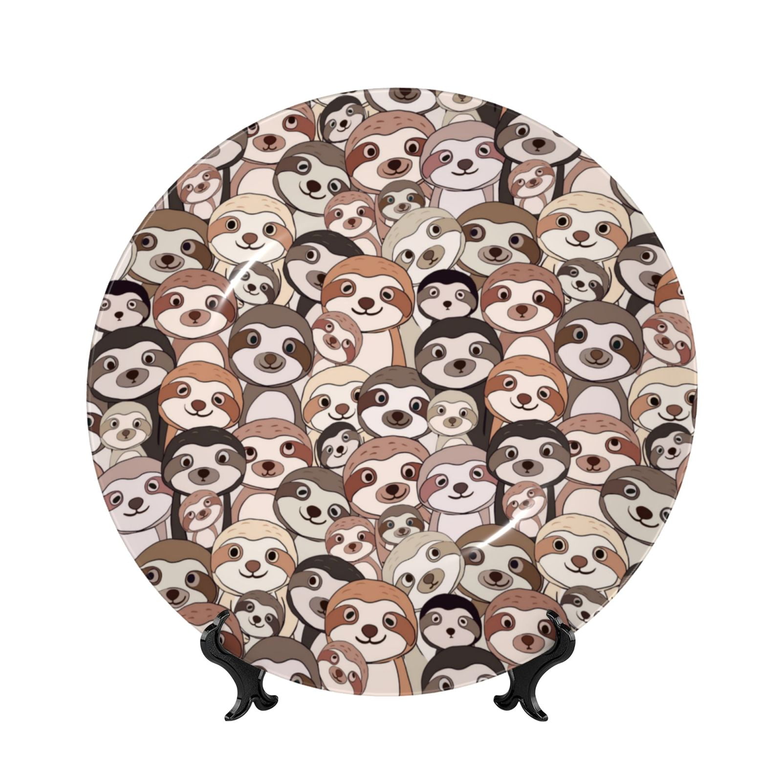 Picia Brown Sloth Pattern Bone China Decorative Plate – Wall Decor with ...
