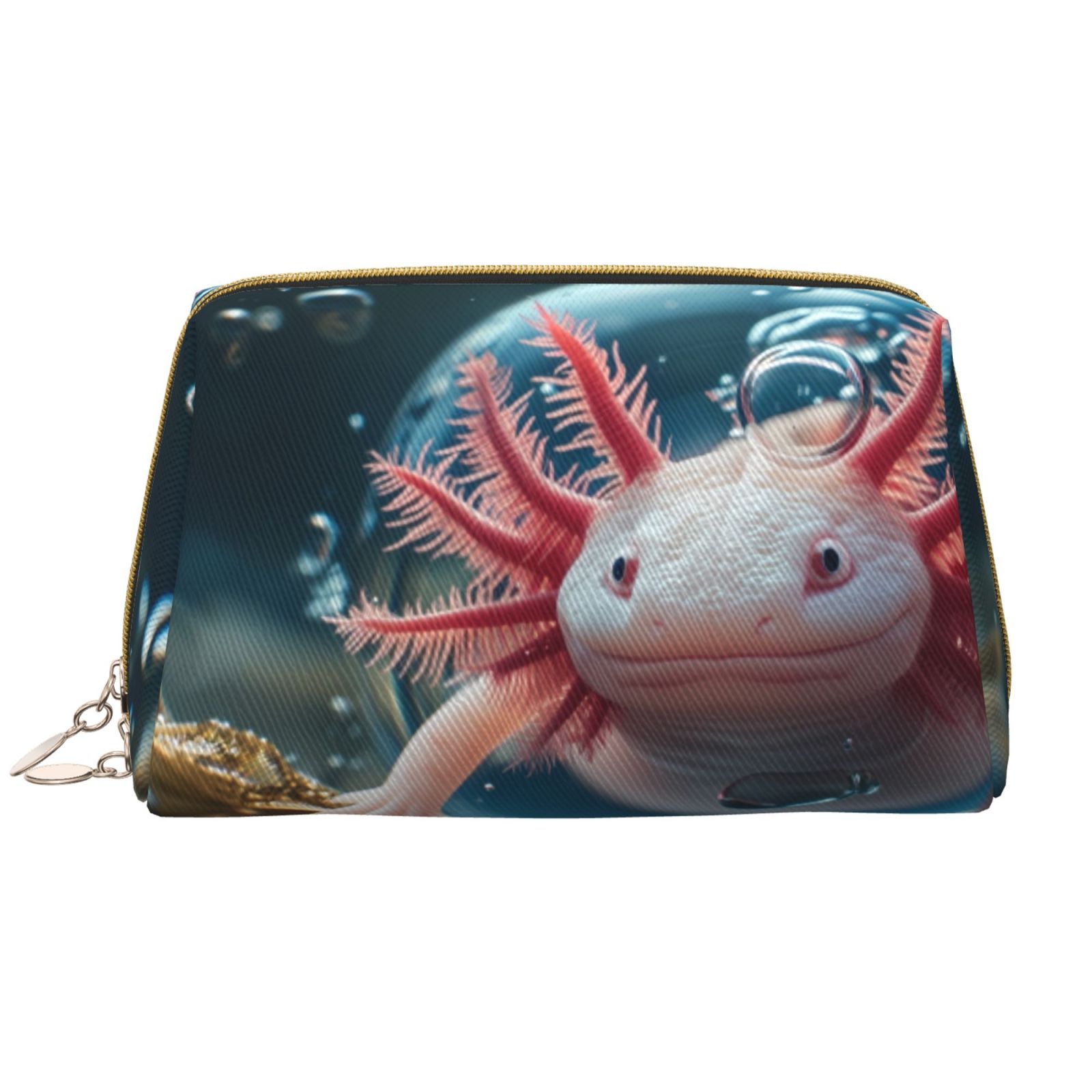 Picia Bubbles Axolotl Fantasy Print Leather Makeup Bag Make Up Bag ...