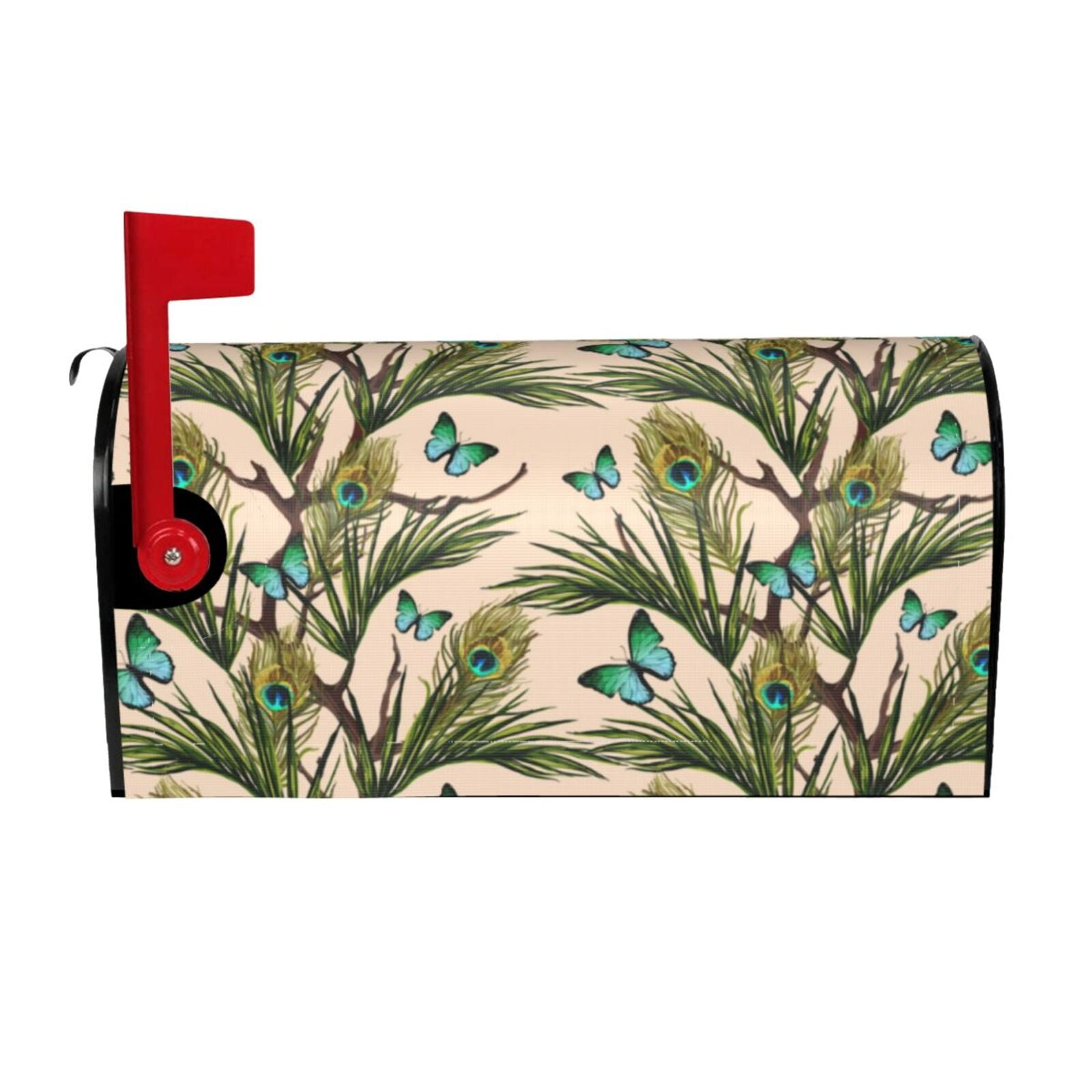 Picia Butterflies And Peacock Feathers Magnetic Mailbox Cover Standard ...