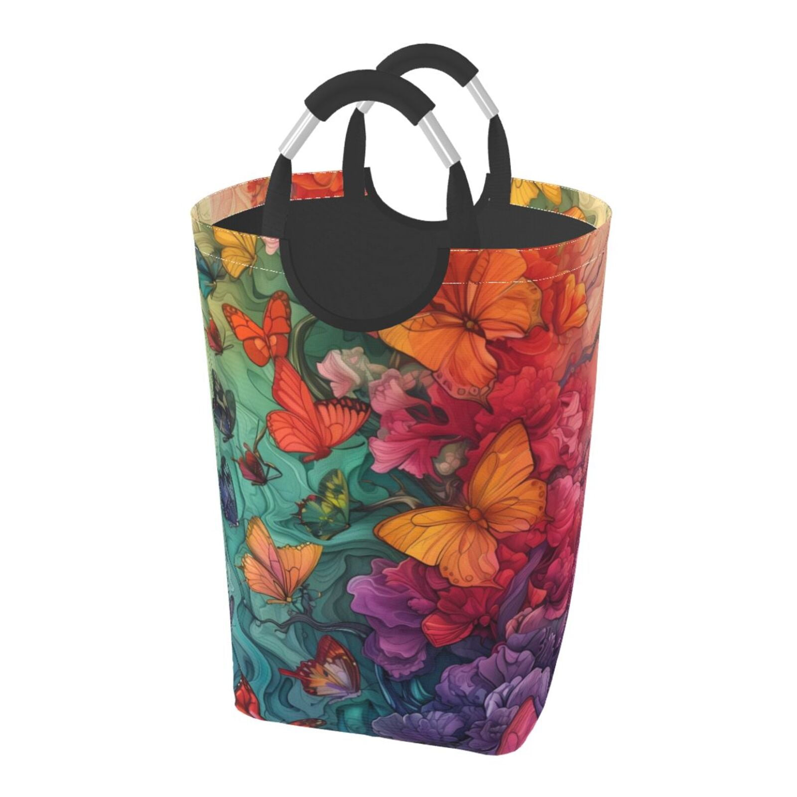 Picia Butterfly Flower Cascade Laundry Basket With Handles Laundry ...