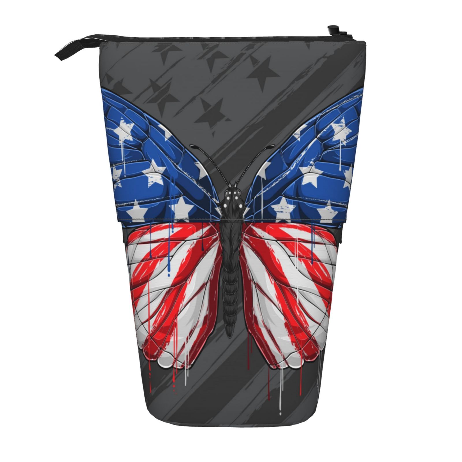 Picia Butterfly With USA Flag Print Telescopic Pencil Case, Telescopic ...