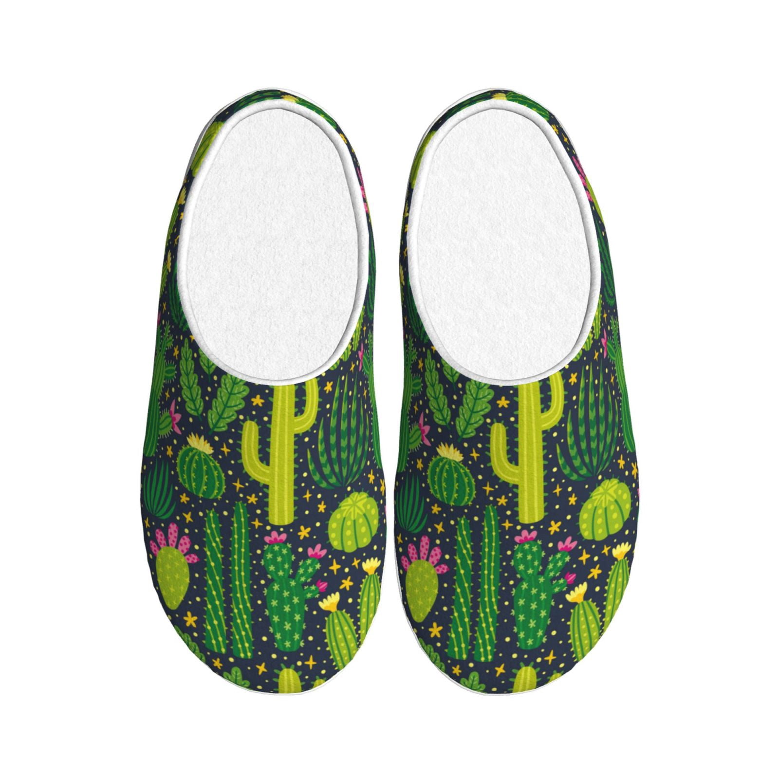 Picia Cactus 1 for Women's Lamb-hug Comfy Fleece House Slippers Memory ...