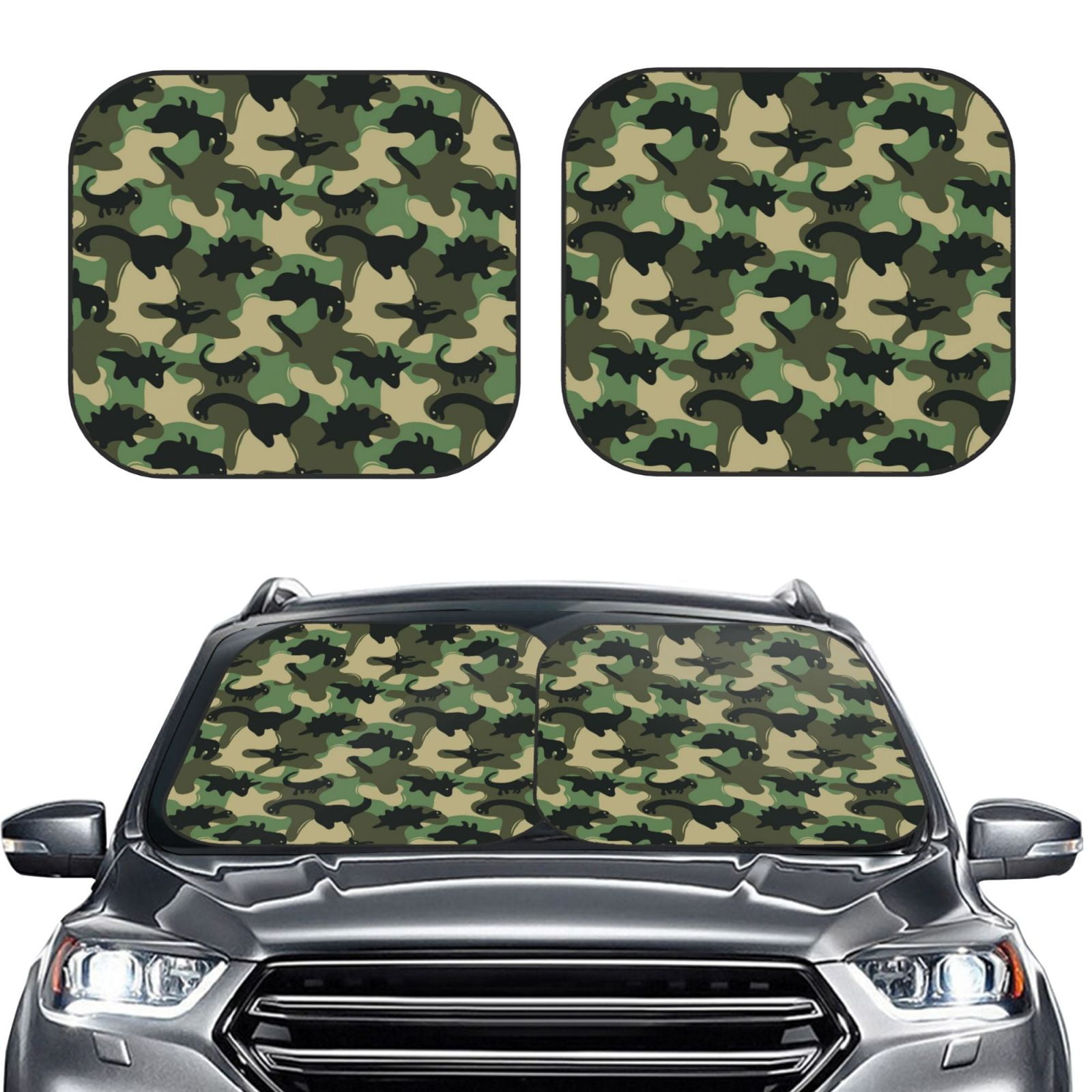 Picia Camouflage Dinosaur 2 Piece Car Windshield Sun Shade Foldable ...