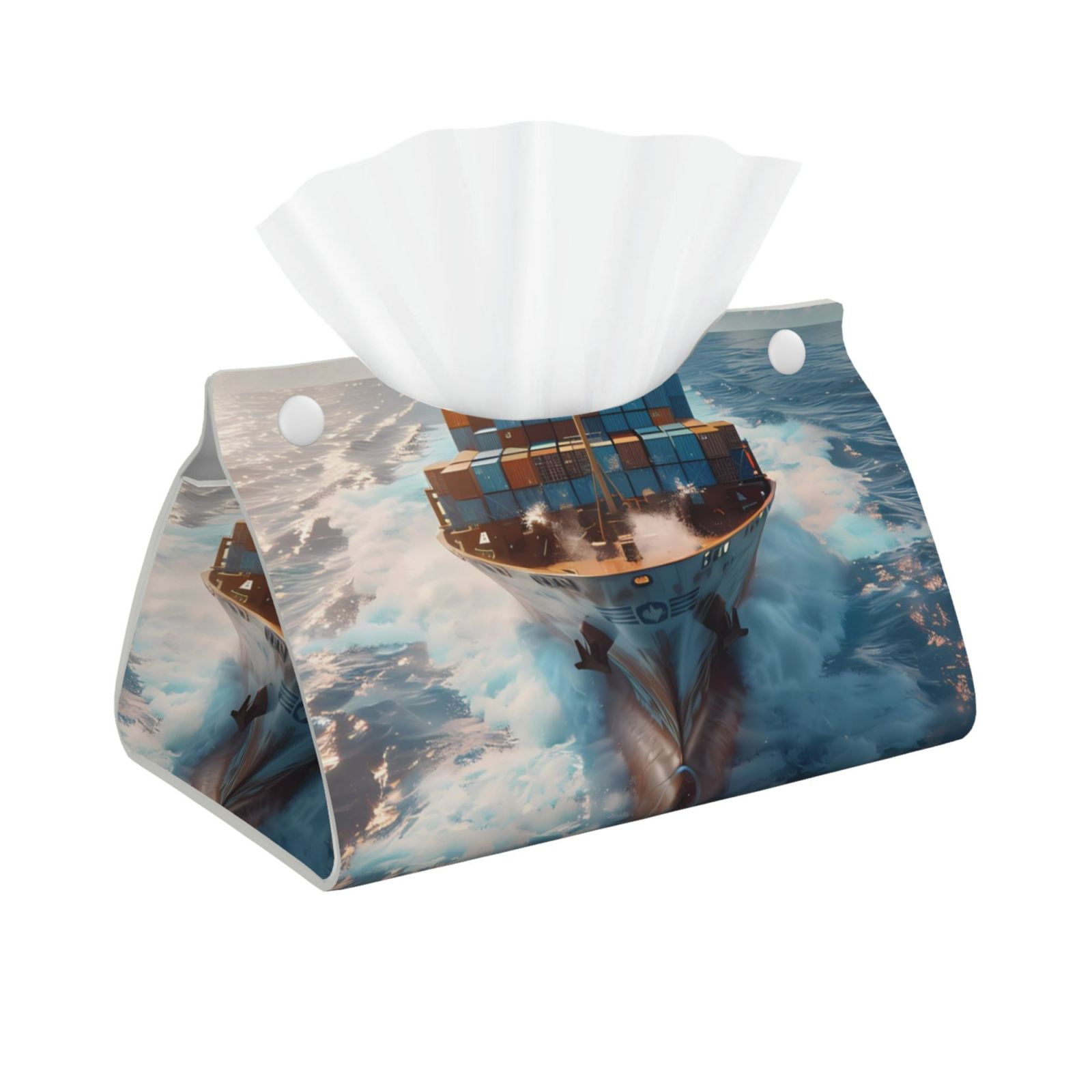 Picia Cargo Ship At Sea Pattern Long Tissue Box Cover,PVC Leather ...