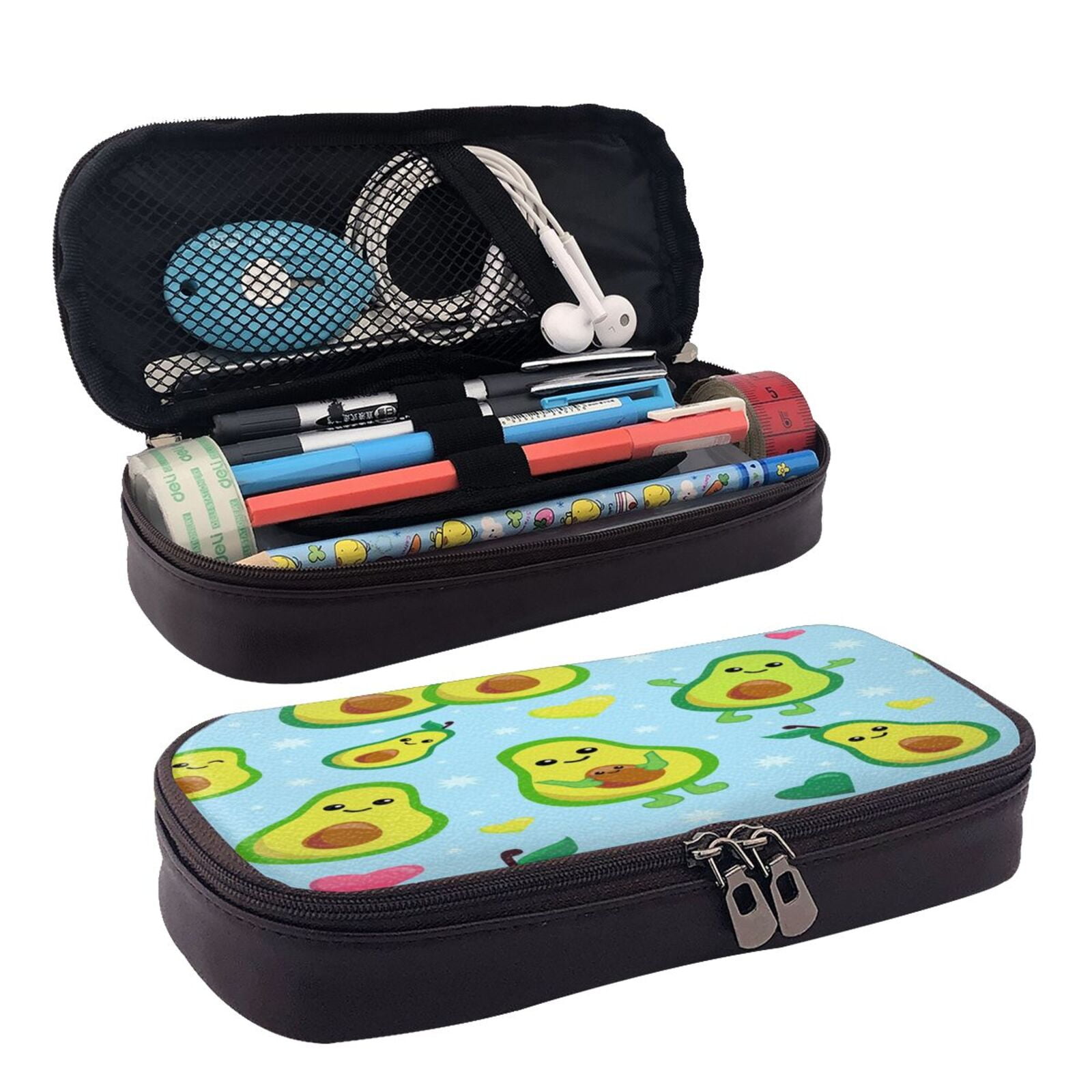 Picia Cartoon Avocado Pattern Large Capacity PU Leather Pencil Case ...